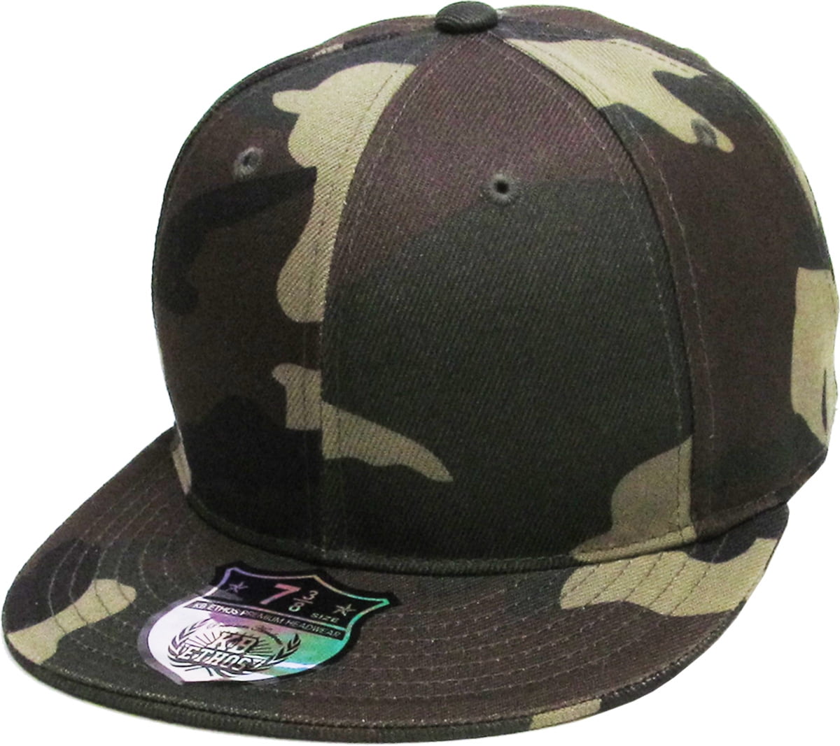 Solid Flat Brim Bill Fitted Baseball Cap - Walmart.com
