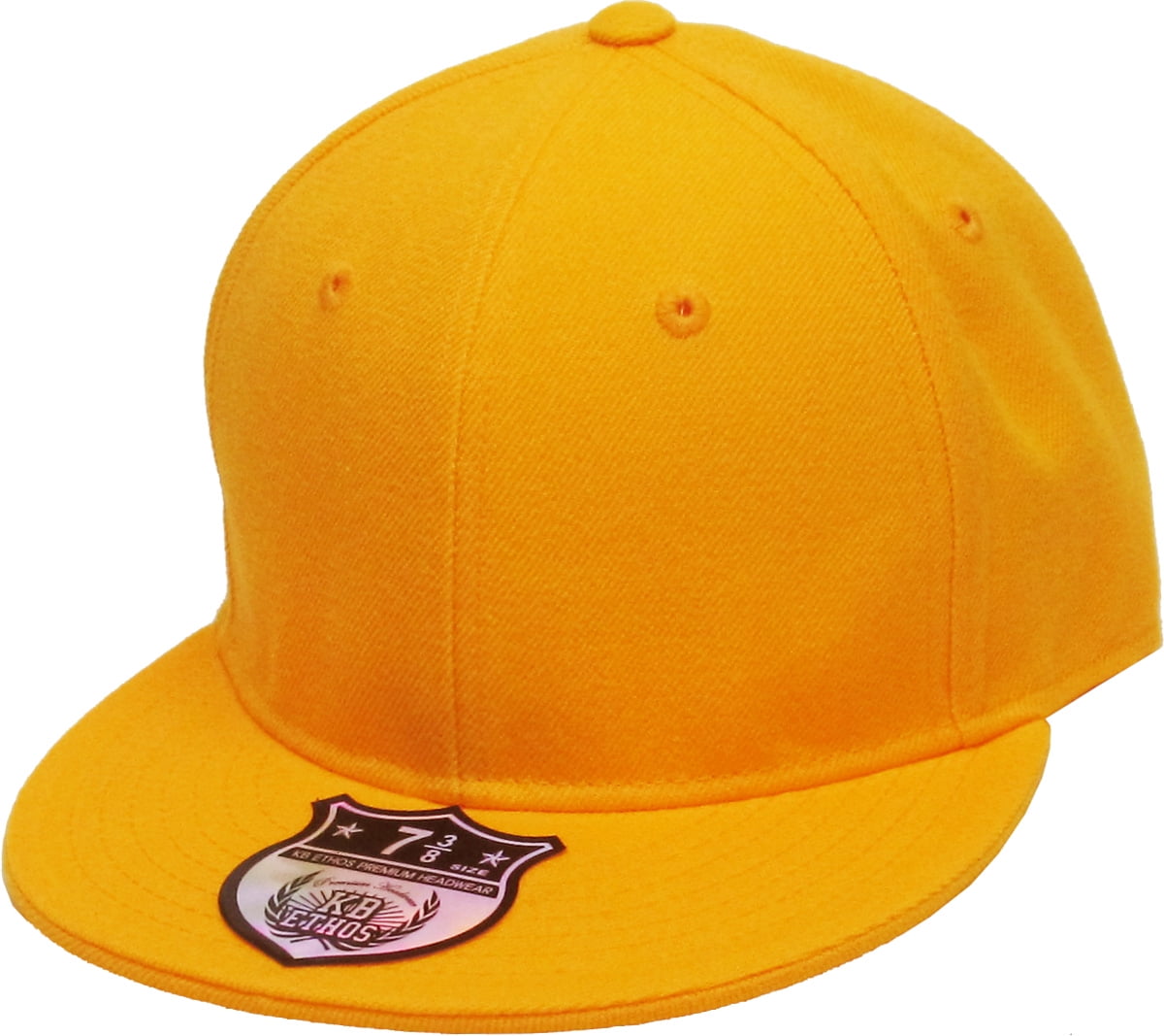 Solid Flat Brim Bill Fitted Baseball Cap - Walmart.com
