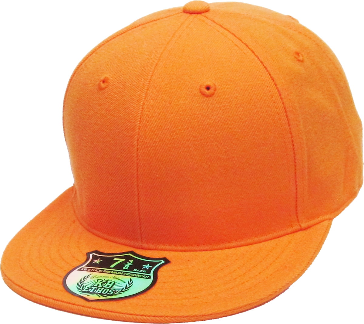 Solid Flat Brim Bill Fitted Baseball Cap - Walmart.com