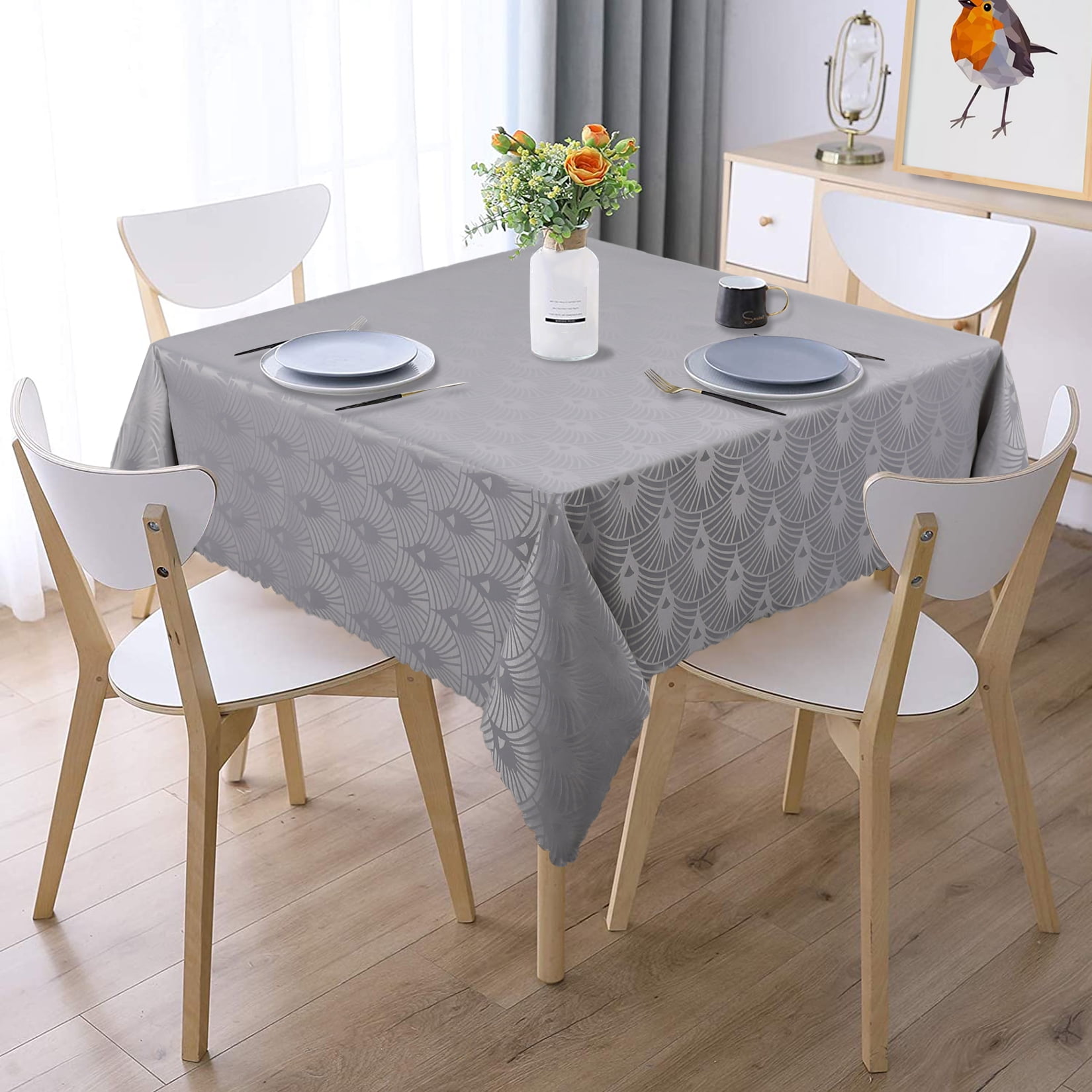 Solid Flower Jacquard Table Cloth Damask Table Cover Heavy Weight ...