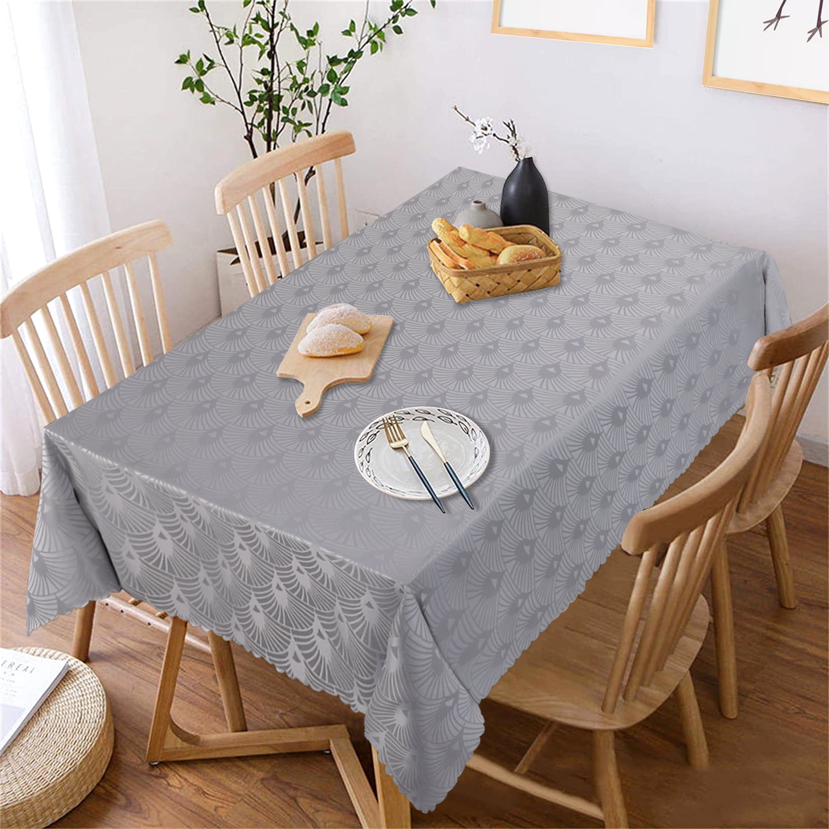 Solid Flower Jacquard Table Cloth Damask Table Cover Heavy Weight ...