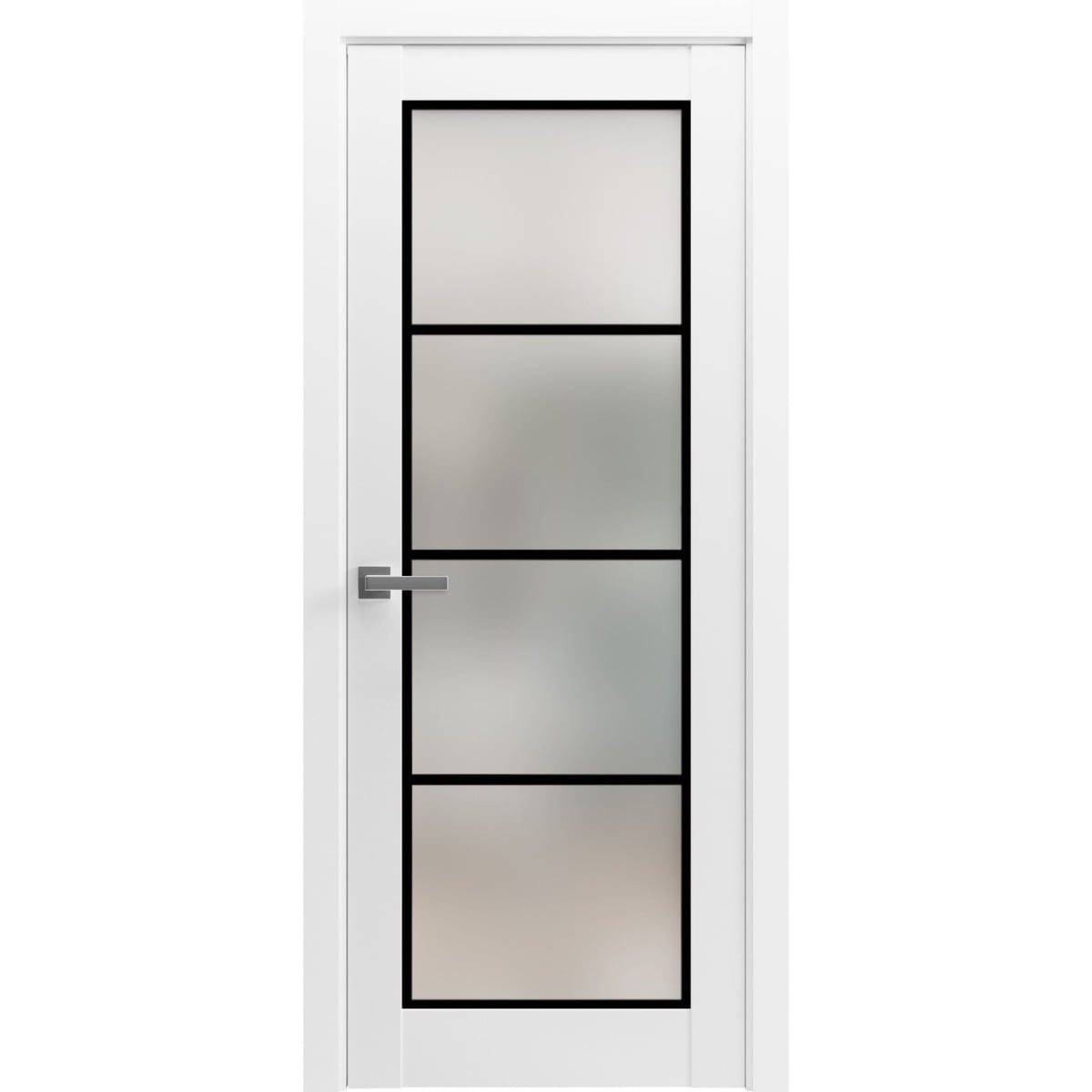 Solid French Door 18 x 80 inches | Planum 2132 White Silk Frosted Glass ...