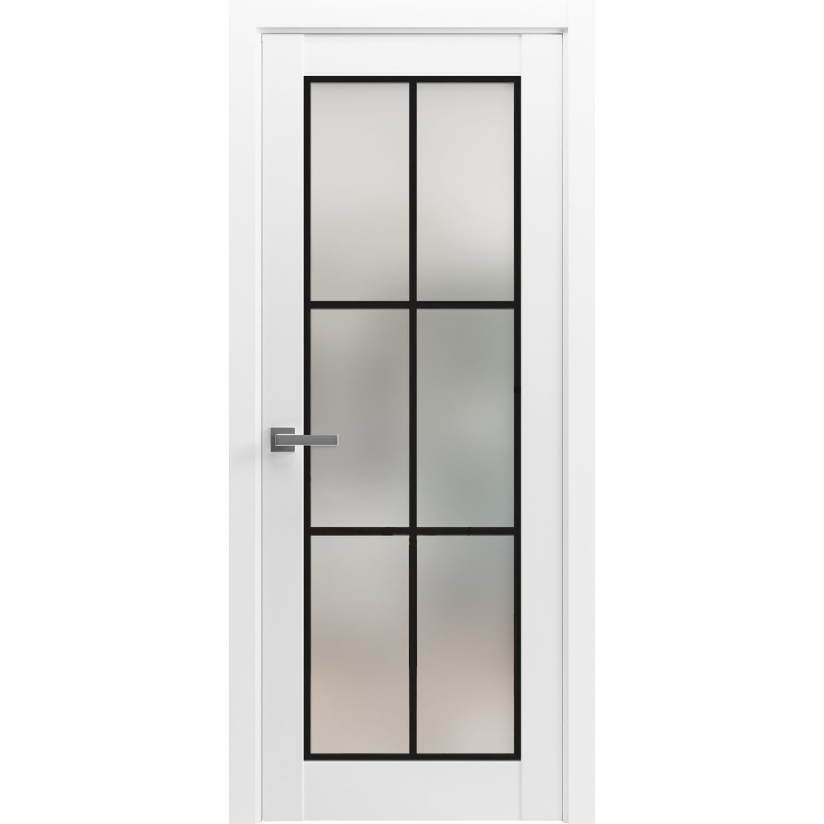 Solid French Door 42 x 80 inches | Planum 2122 White Silk Frosted Glass ...