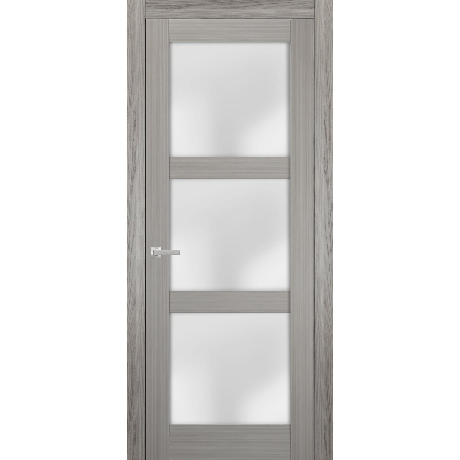 Solid French Door Frosted Glass 28 x 84 inches | Lucia 2552 Grey Ash ...