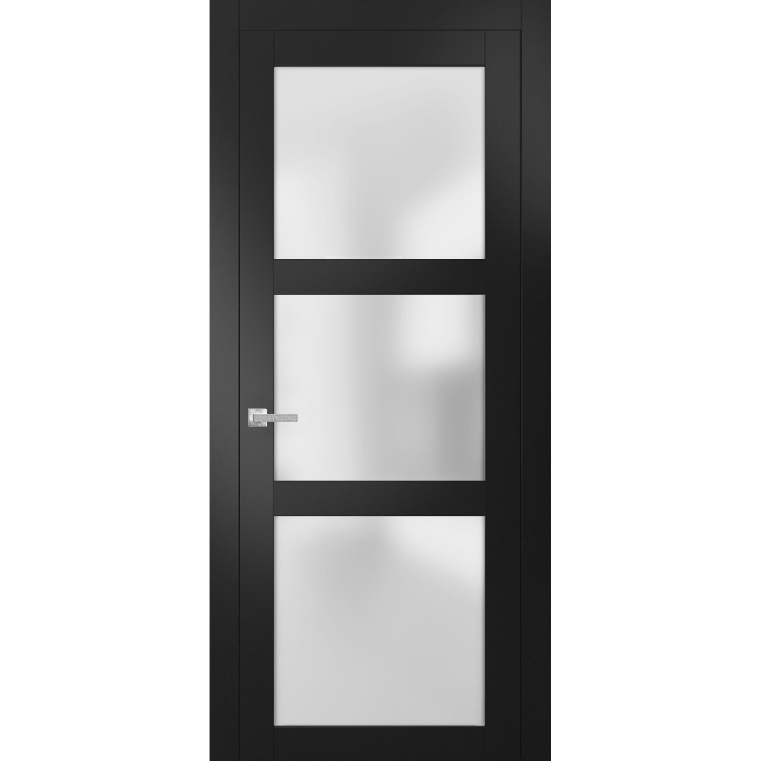 Solid French Door Frosted Glass 42 x 96 inches | Lucia 2552 Matte Black ...