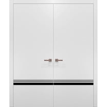 Planum 0888 Solid Wood Interior French Doors 48x80 with Frosted Glass ...