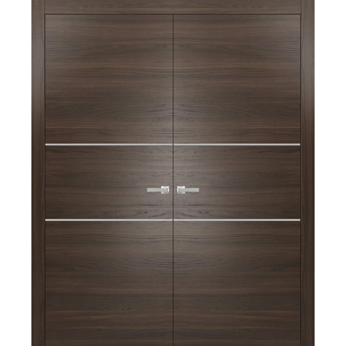 Solid French Double Doors 36 x 80 inches | Planum 0110 Chocolate Ash ...