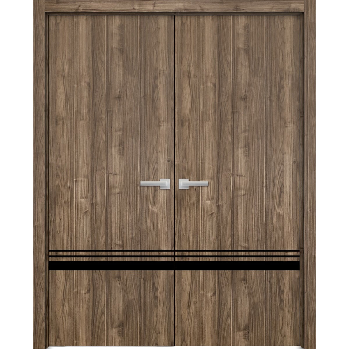 Solid French Double Doors 36 x 84 inches | Planum 0012 Walnut with ...