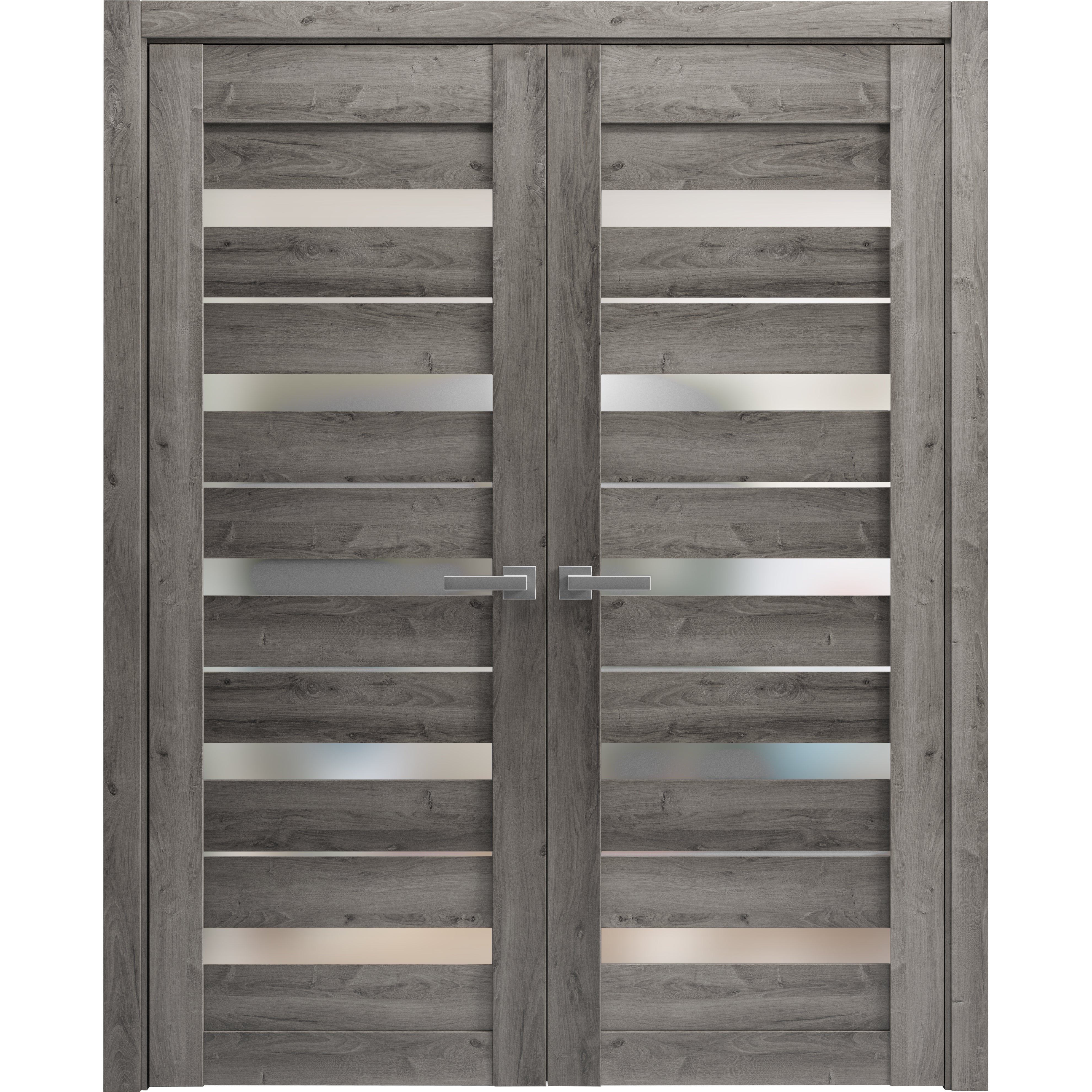 Solid French Double Doors 36 x 84 inches | Quadro 4445 Nebraska Grey ...