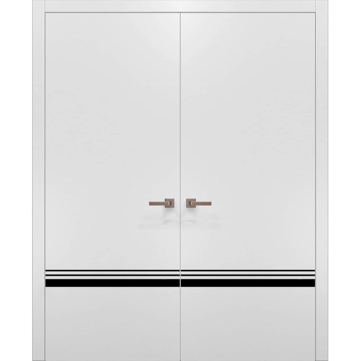 Solid French Double Doors 36 x 96 inches | Planum 0012 White Silk with ...