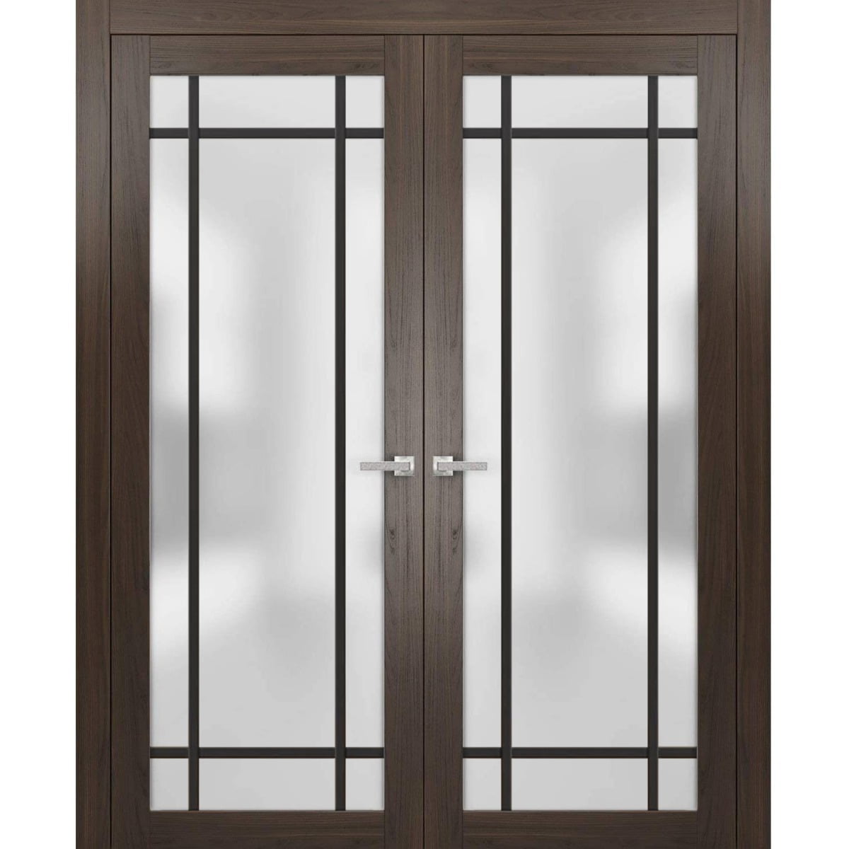 Solid French Double Doors 36 x 96 inches | Planum 2112 Chocolate Ash ...
