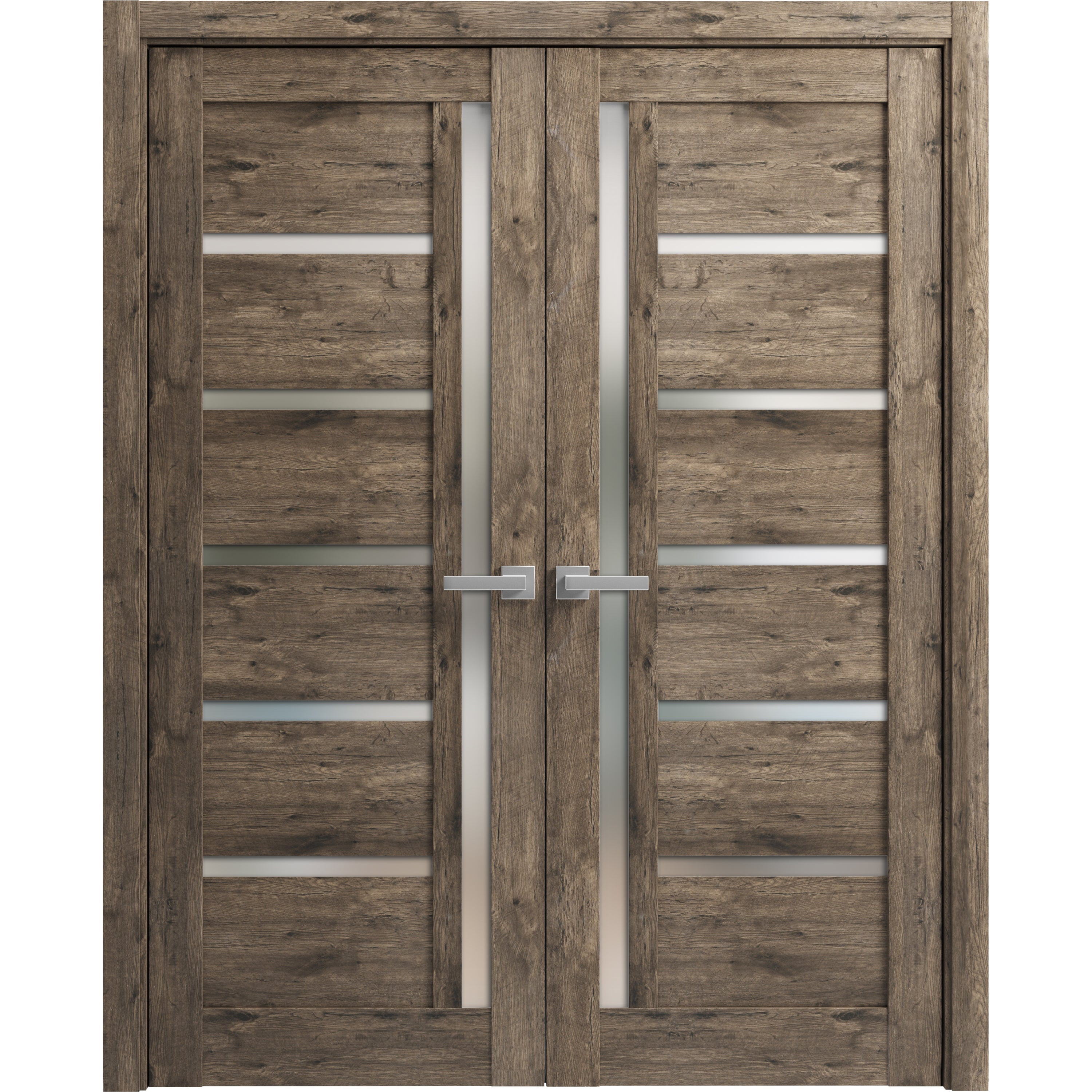 Solid French Double Doors 36 x 96 inches | Quadro 4088 Cognac Oak with ...