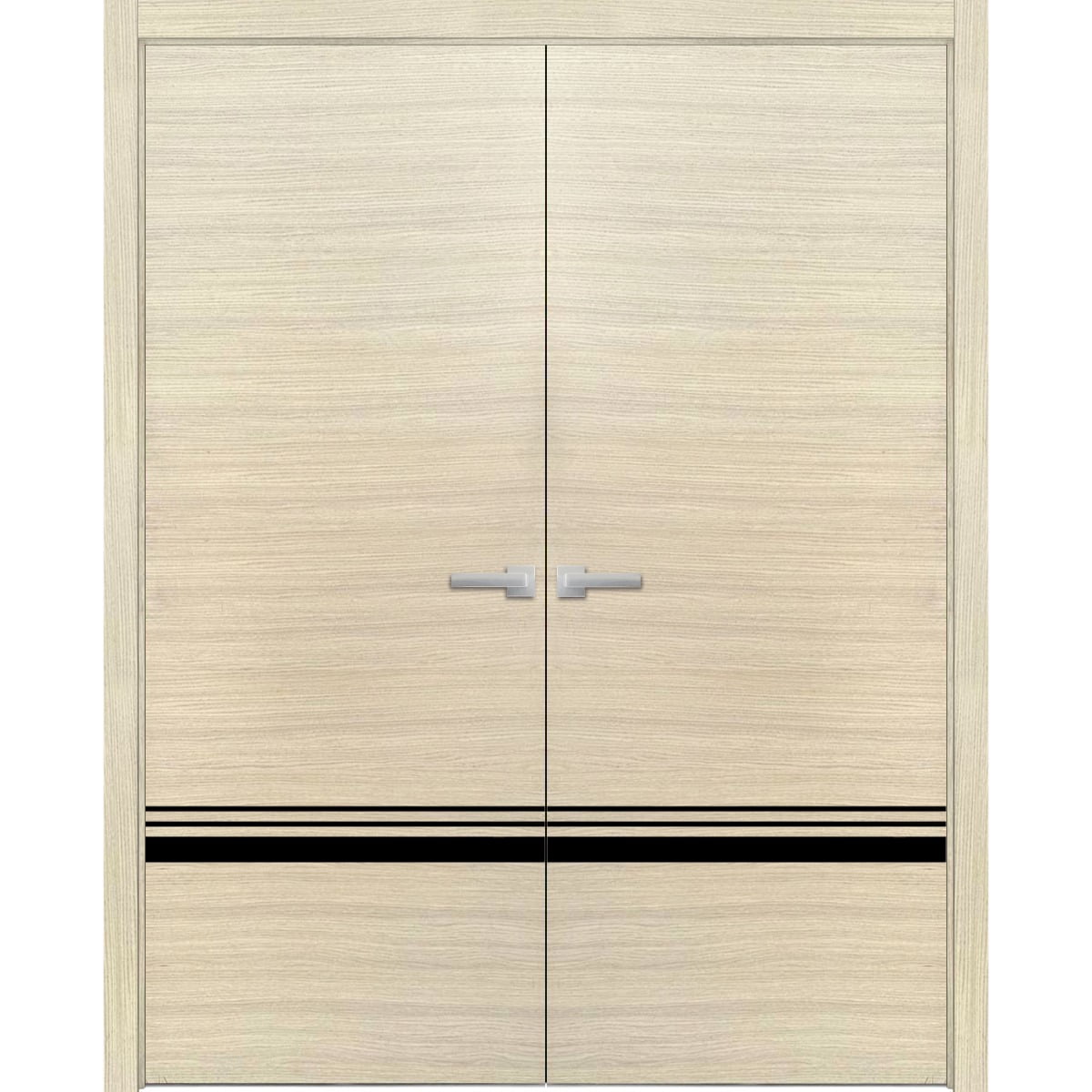 Solid French Double Doors 48 x 80 inches | Planum 0012 Natural Veneer ...