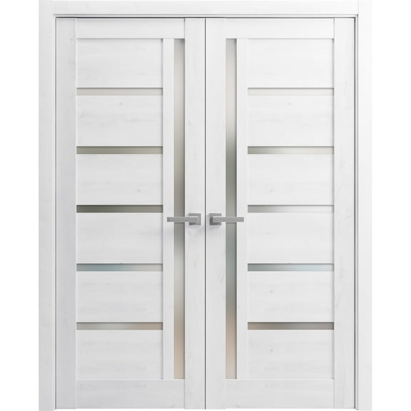 Solid French Double Doors | Quadro 4588 White Silk with Black Glass ...