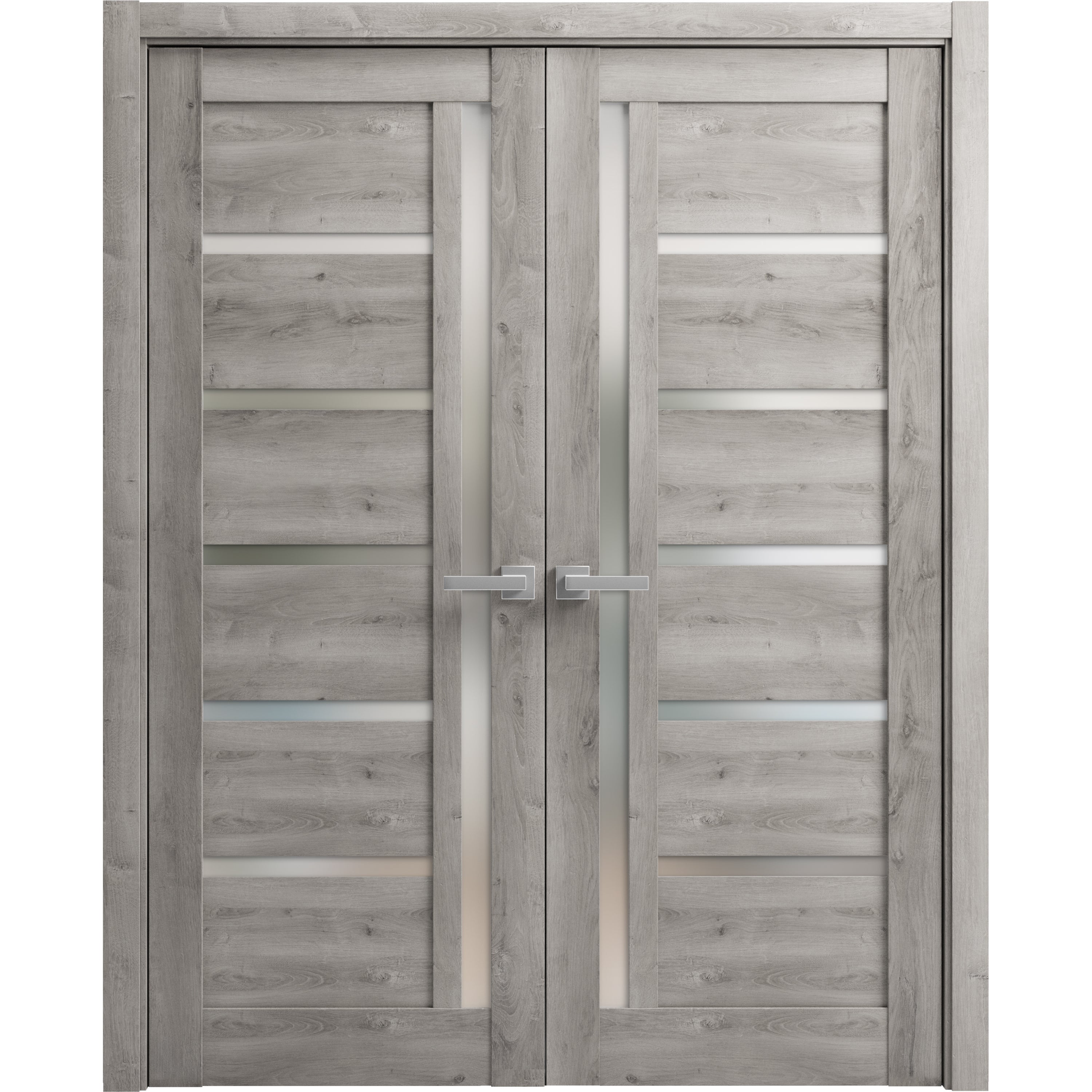 Solid French Double Doors 56 x 80 inches | Quadro 4088 Nebraska Grey ...