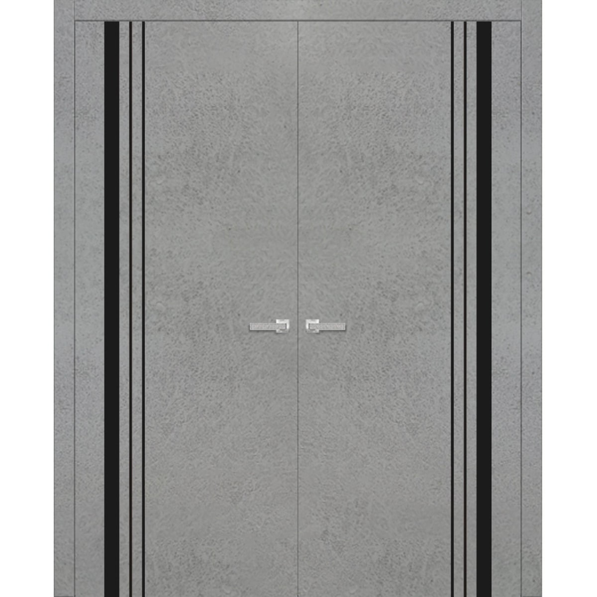Solid French Double Doors 56 x 84 inches | Planum 0011 Concrete with ...