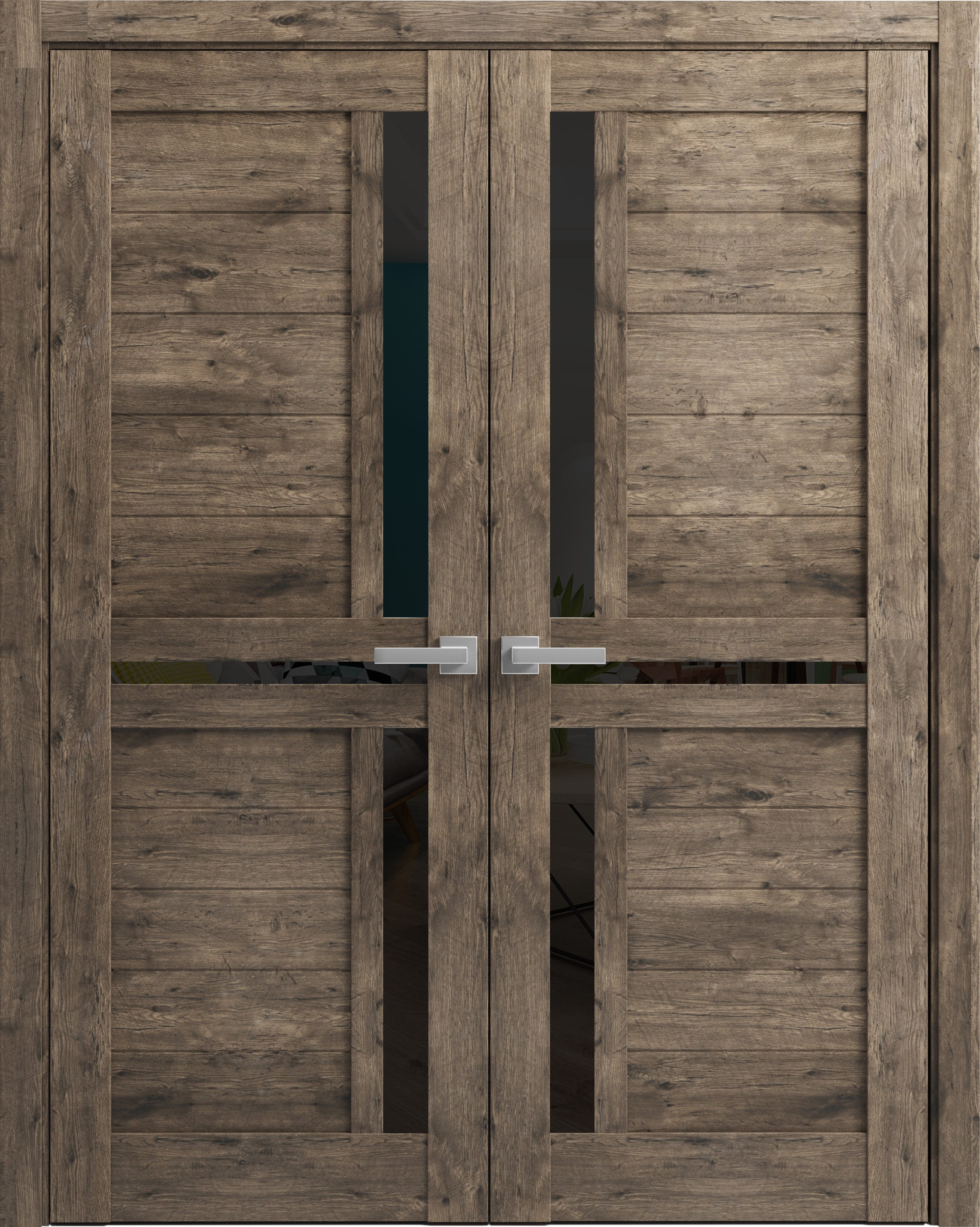 Solid French Double Doors 60 x 80 inches | Veregio 7588 Cognac Oak with ...