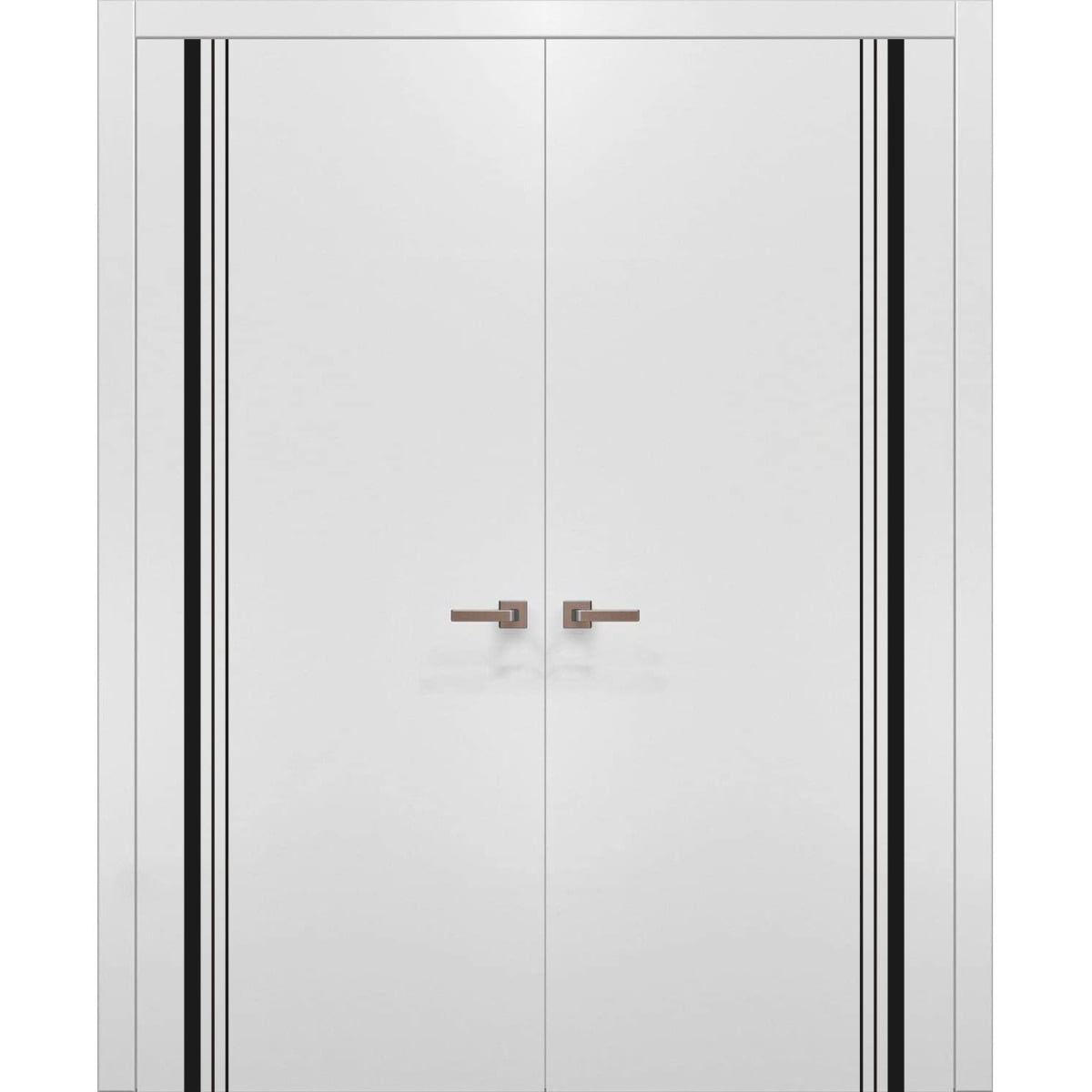Solid French Double Doors 60 x 96 inches | Planum 0011 White Silk with ...