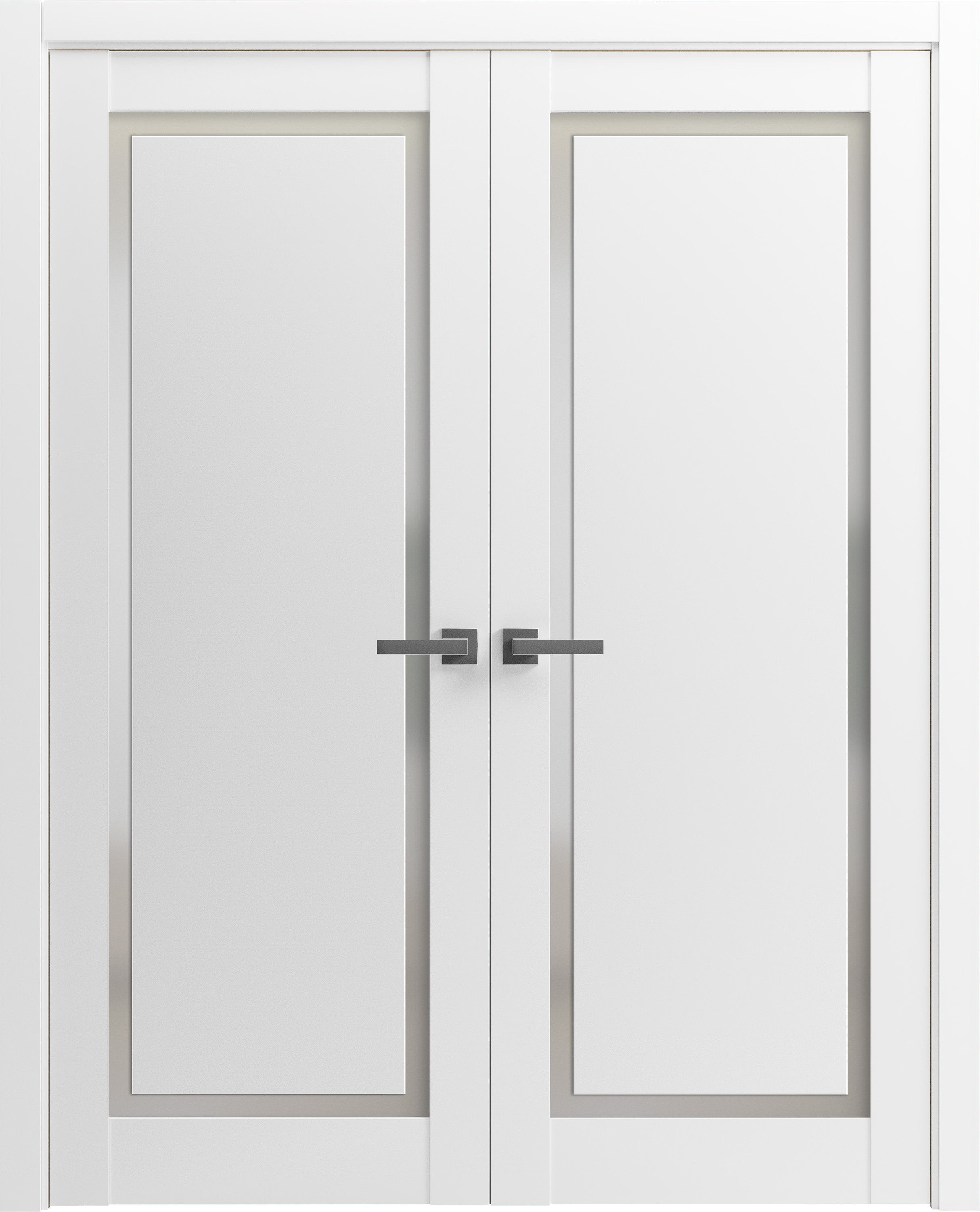 Solid French Double Doors 60 x 96 inches | Planum 0888 Painted White ...