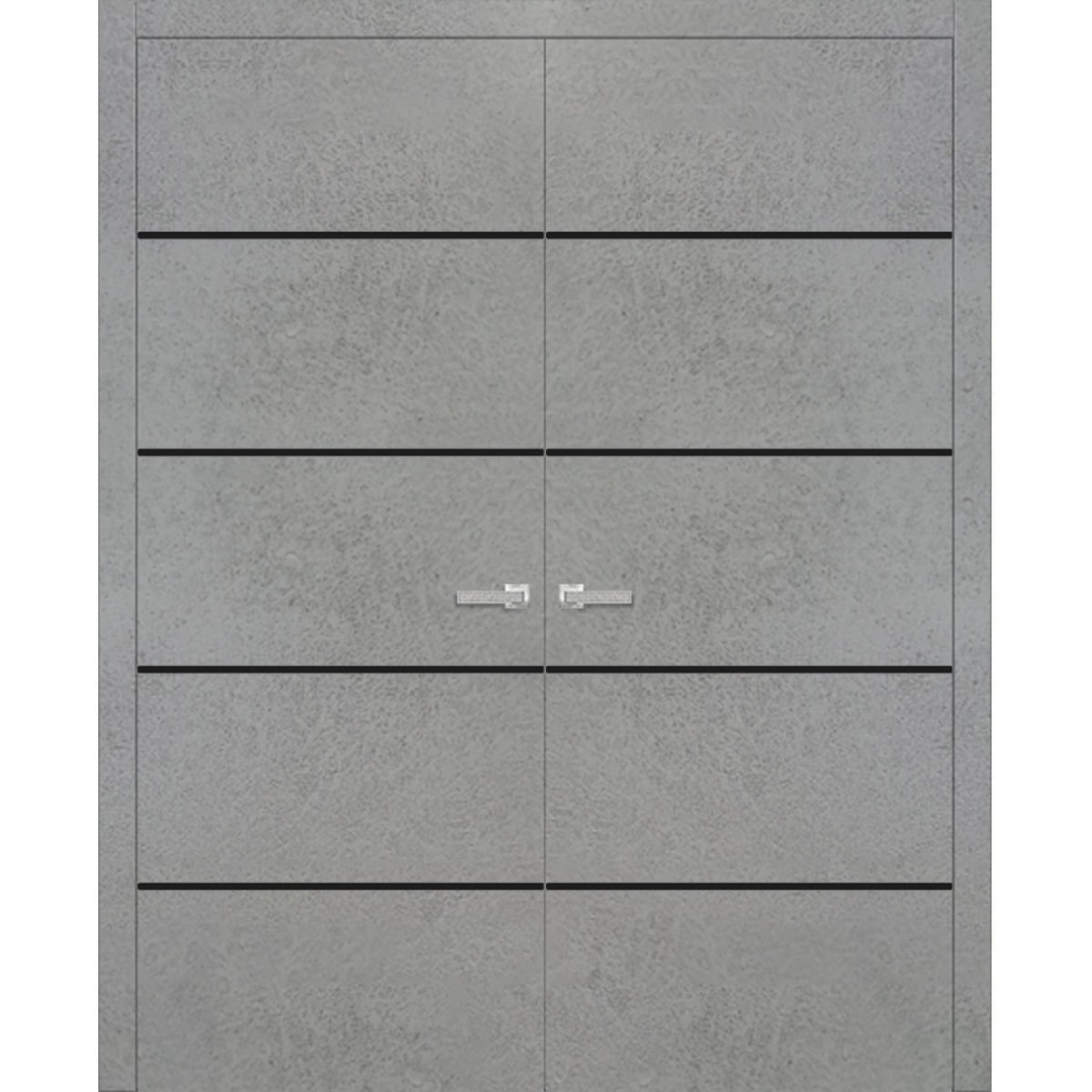 Solid French Double Doors 64 x 96 inches | Planum 0015 Concrete with ...