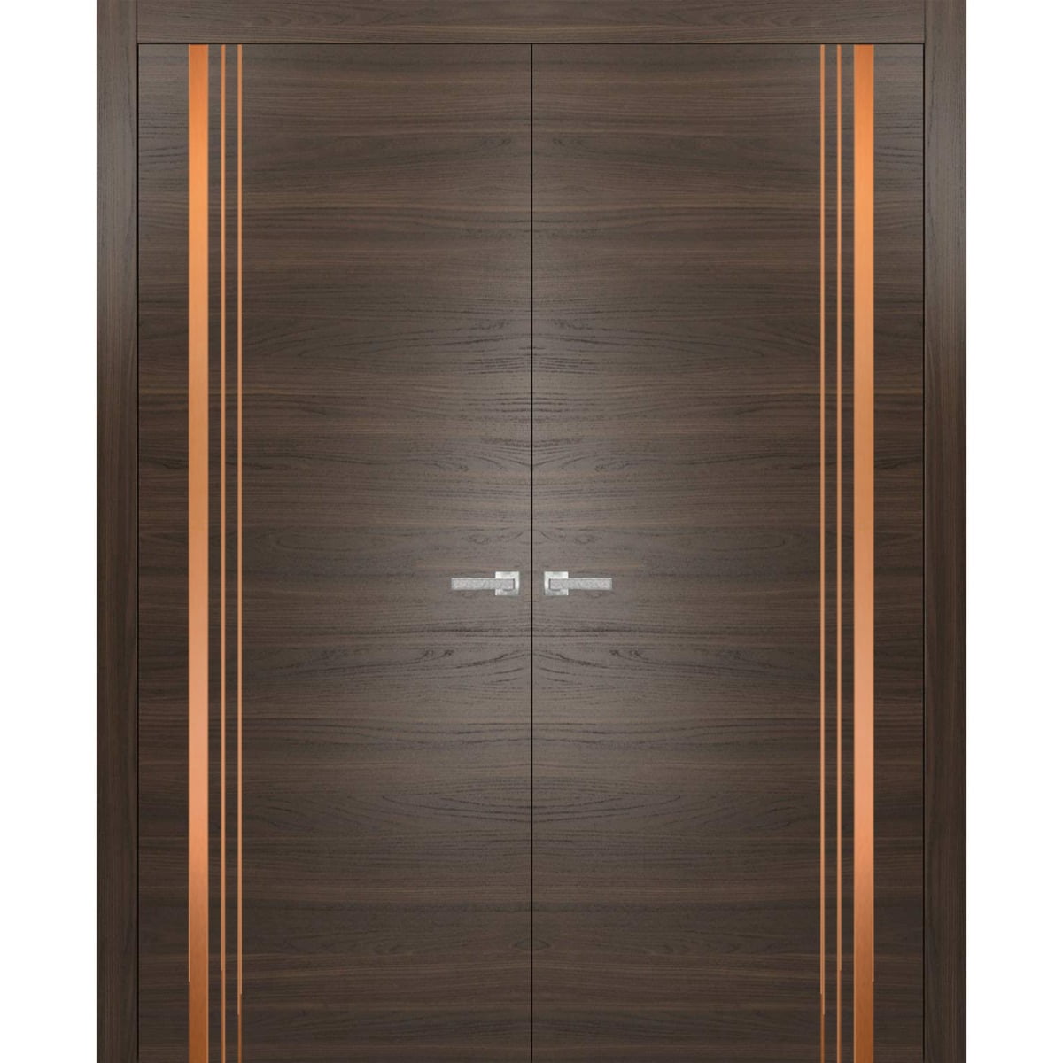 Solid French Double Doors 64 x 96 inches | Planum 1010 Chocolate Ash ...
