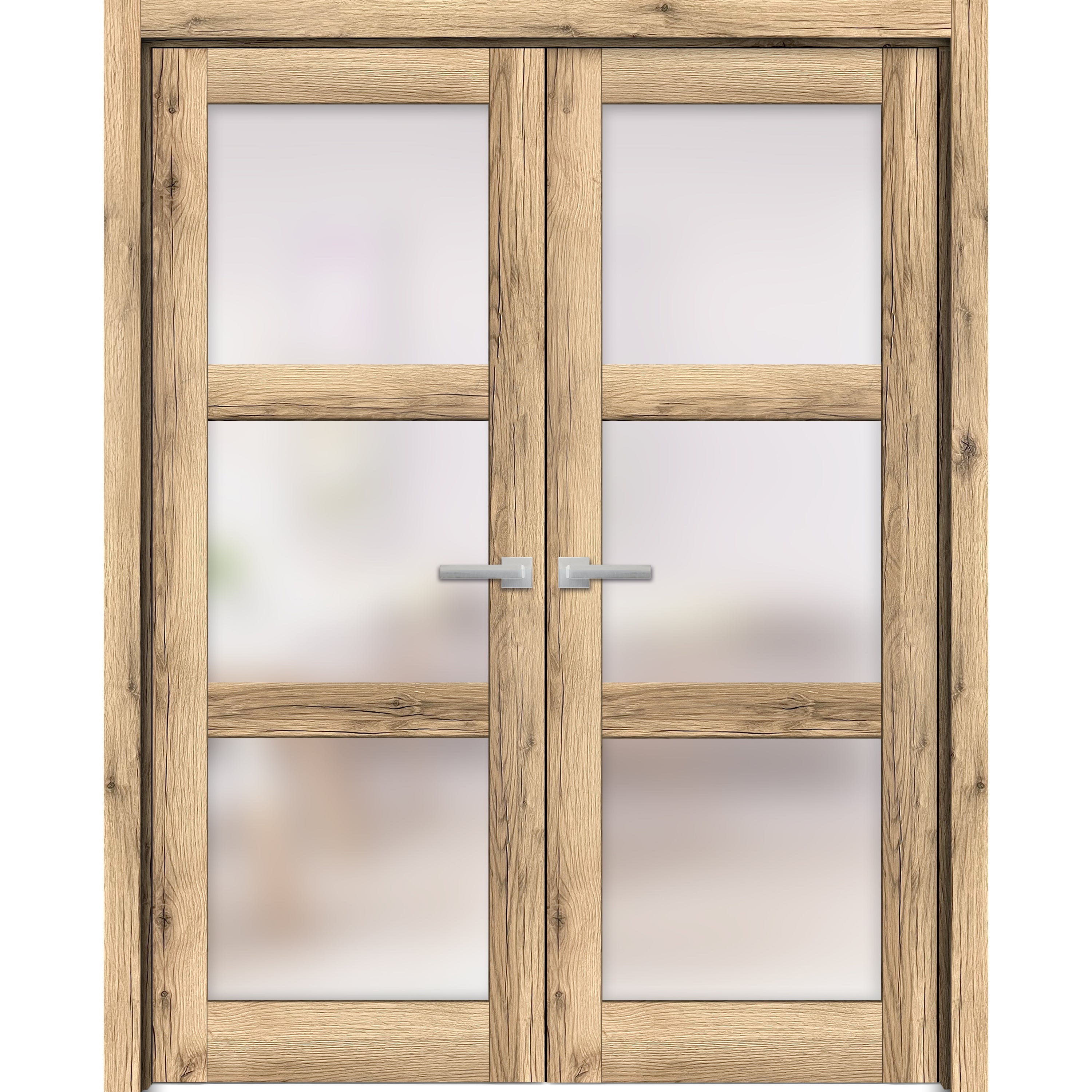 Solid French Double Doors 72 x 80 inches | Lucia 2552 Oak | Wood Solid ...