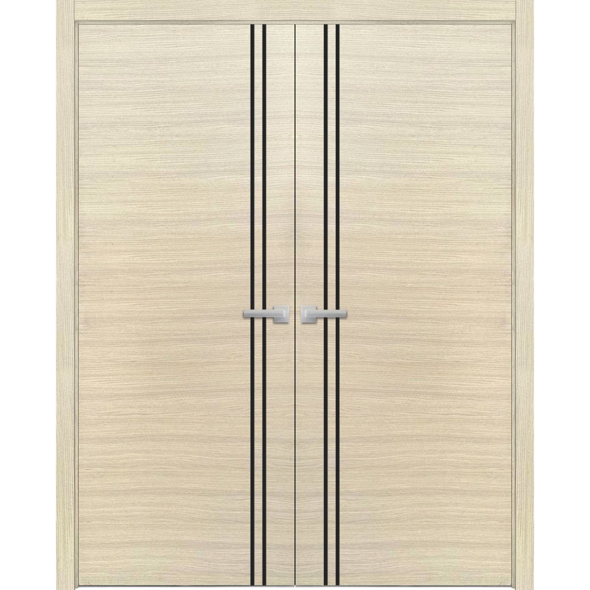 Solid French Double Doors 72 x 96 inches | Planum 0016 Natural Veneer ...
