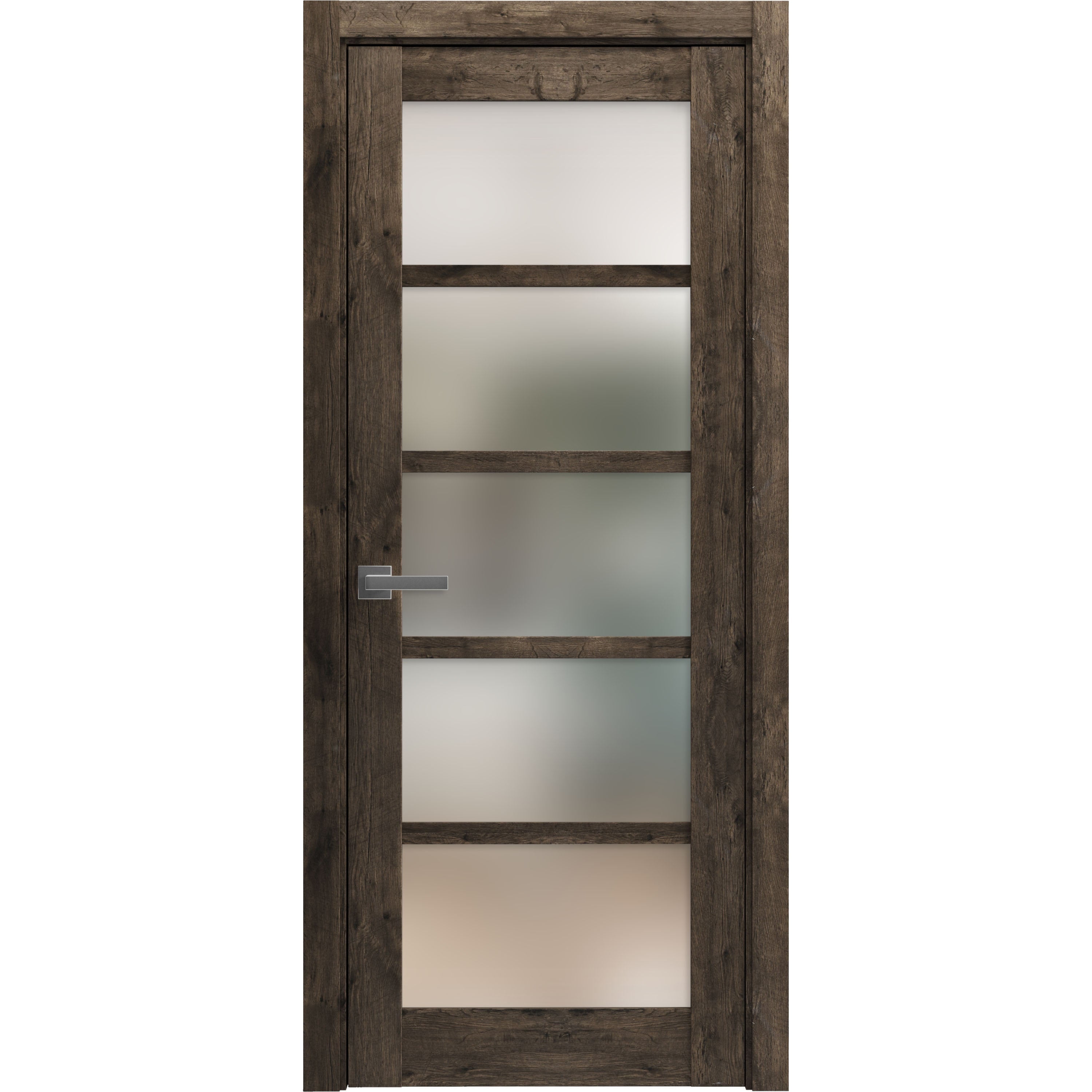 Solid French Pre-Hung Door Frosted Glass | Quadro 4002 Cognac Oak ...