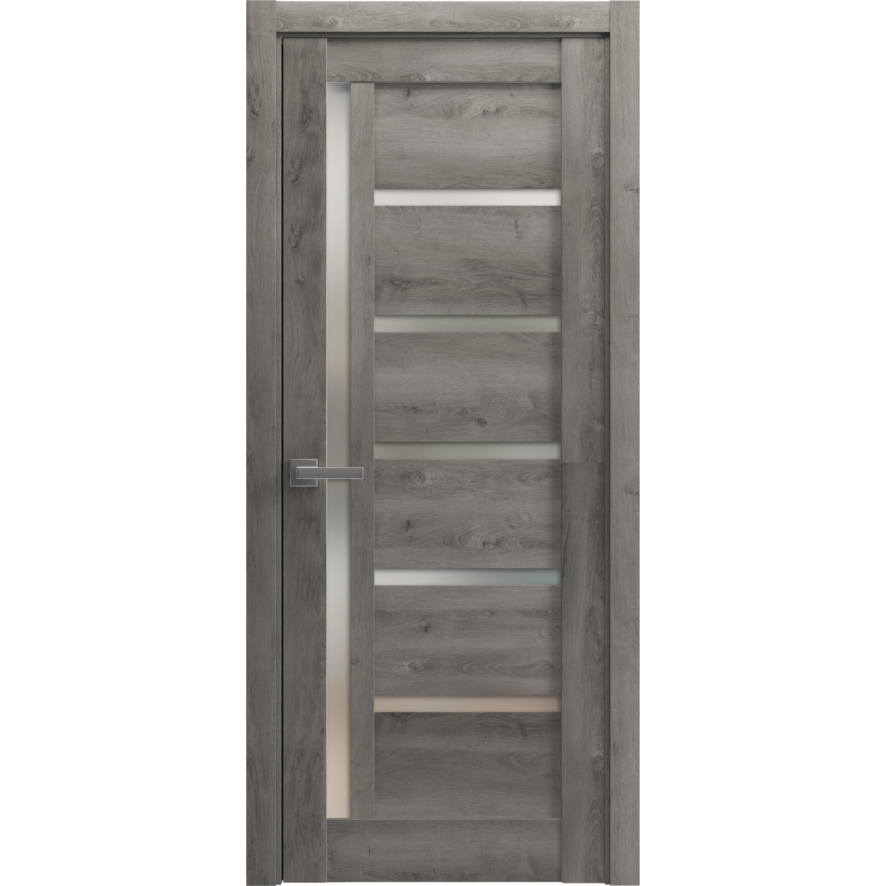 Solid French Pre-Hung Door Frosted Glass | Quadro 4088 Nebraska Grey ...