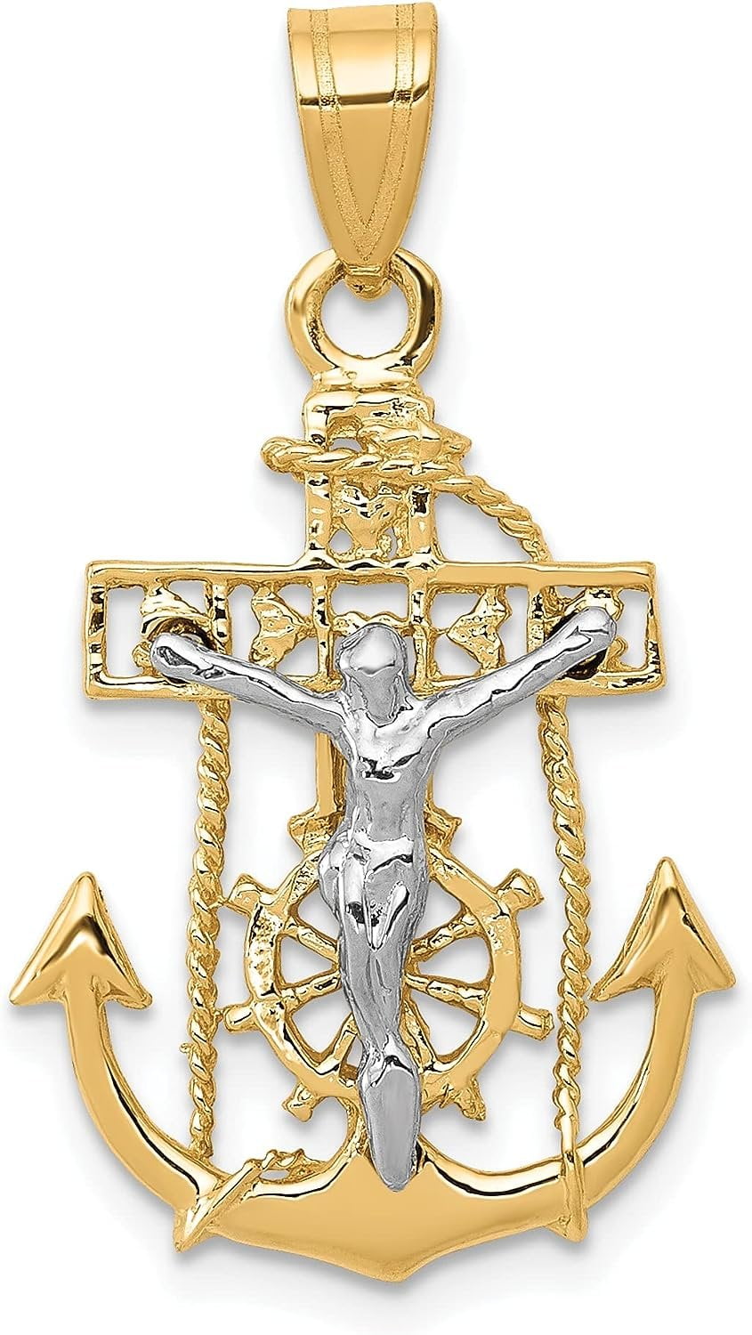 Solid Gold 10k Two-tone Mariners Cross Pendant - 29mm - Walmart.com