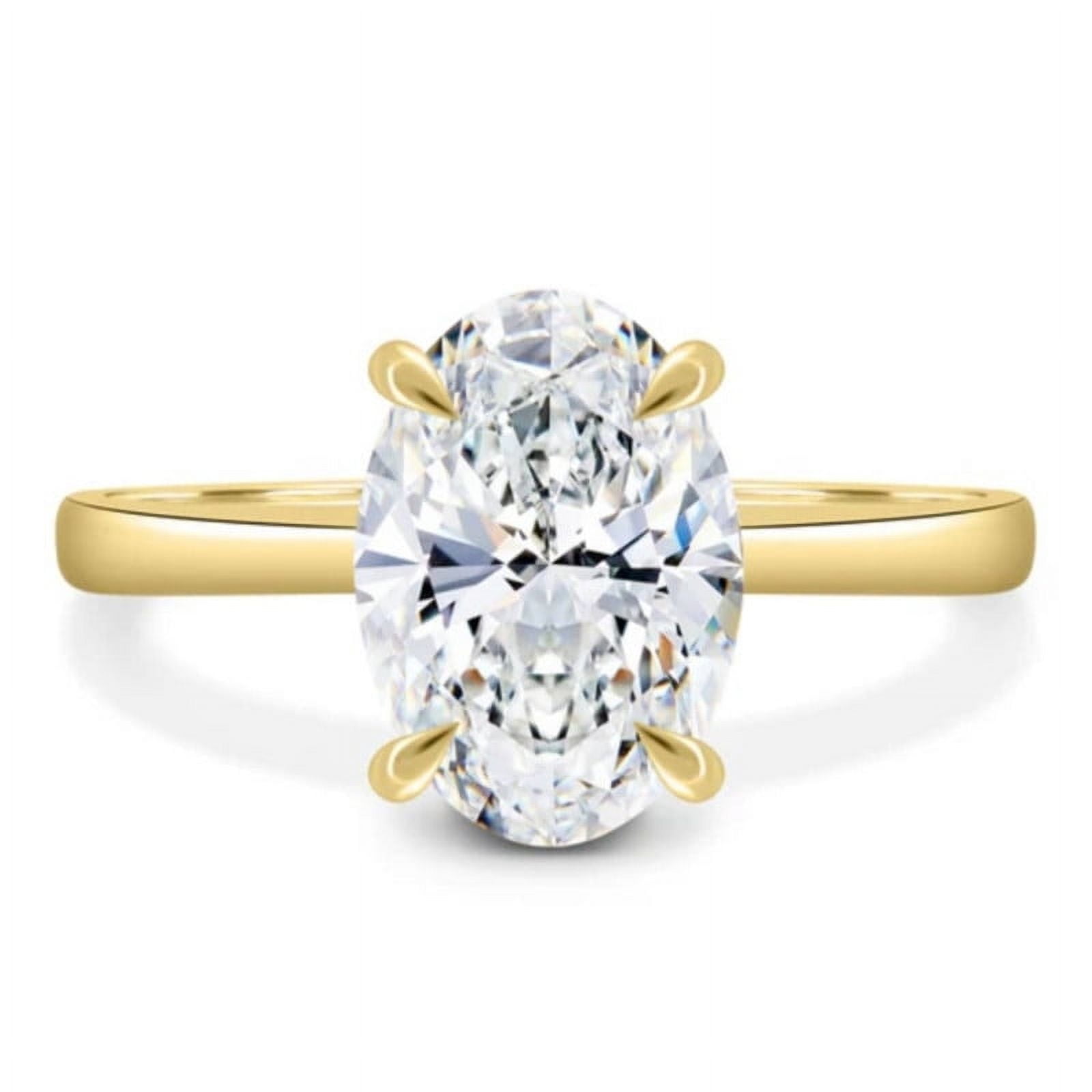Solid Gold 3 CT Oval Moissanite Engagement Ring with Hidden Halo, 10K ...