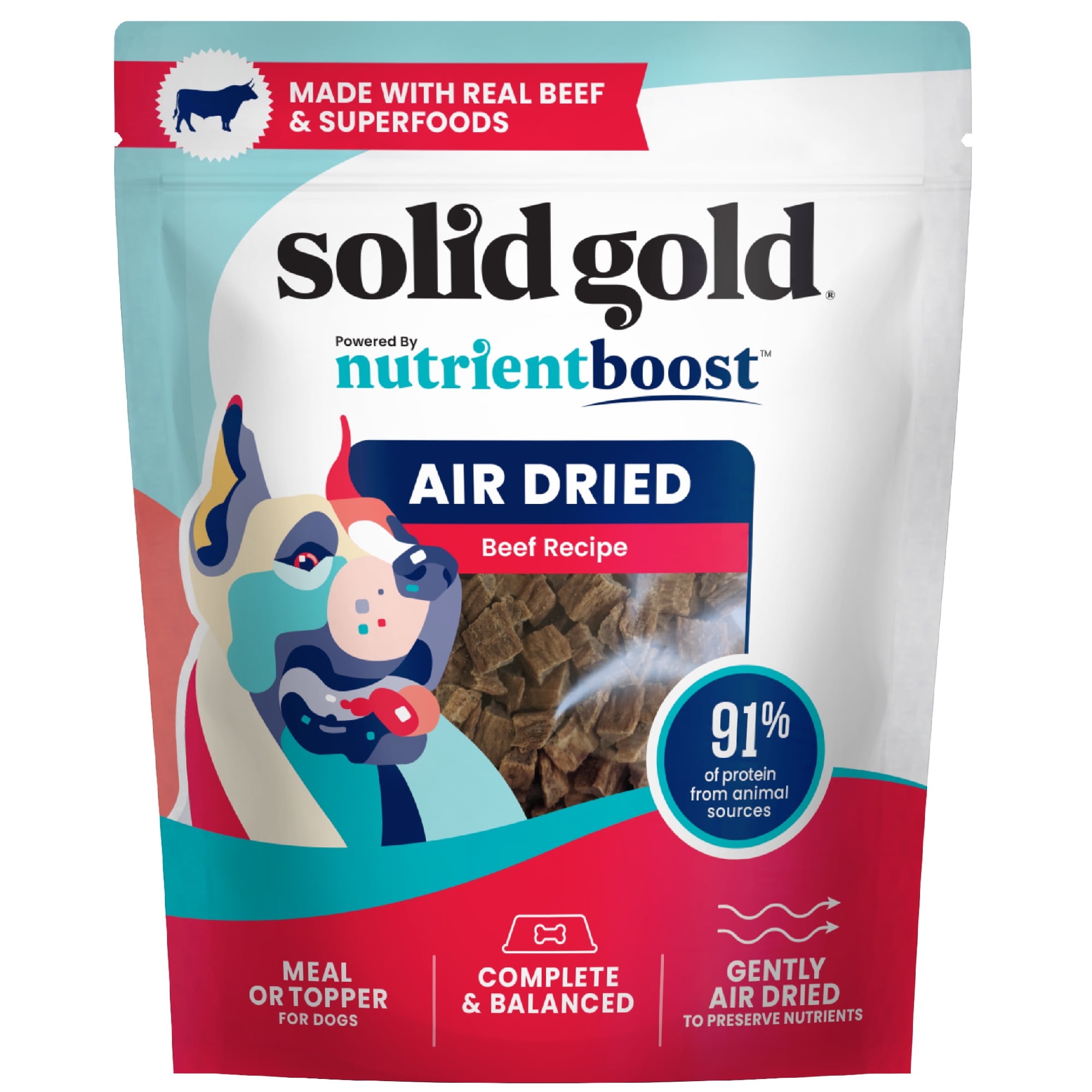 Solid Gold Air Dried Dog Food Topper, Beef 4 oz, Complete and Balanced ...