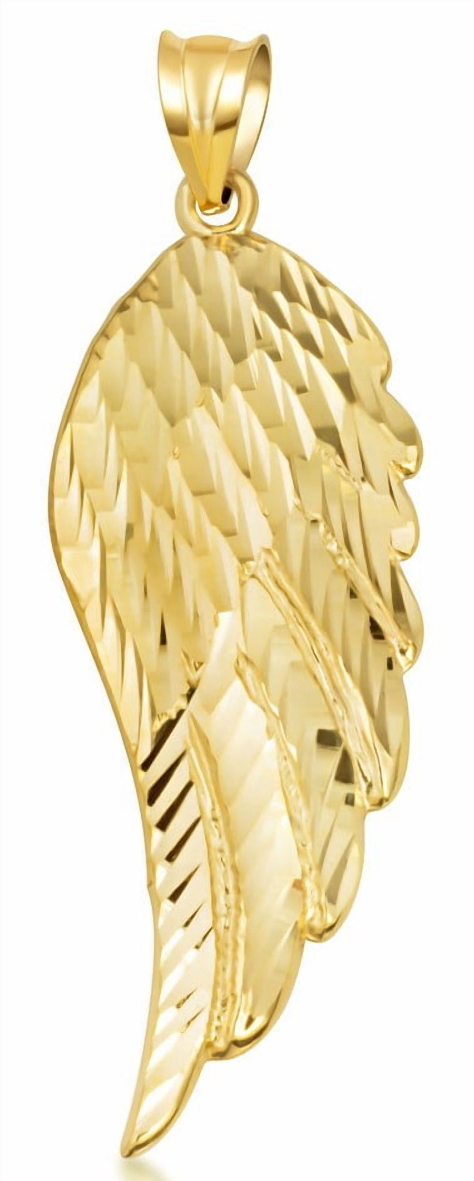 Solid Gold Angel Wing Necklace(Small) (10K Yellow Gold, Pendant Only ...