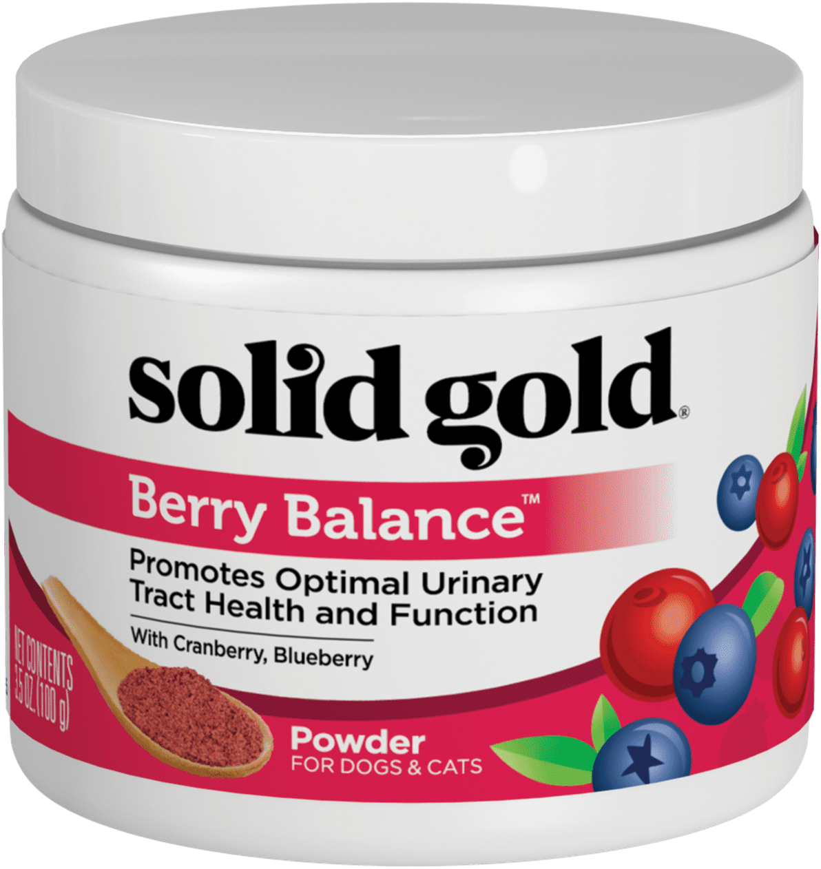 Solid Gold Berry Balance Powder Supplement, Antioxidants from Cranberry & Blueberry, 3.5 oz ...