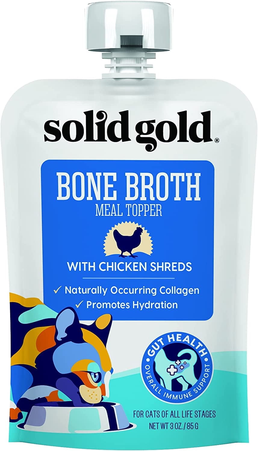 Solid Gold Bone Broth Meal Toppers for Cats - Chicken Shreds, Nutrient ...