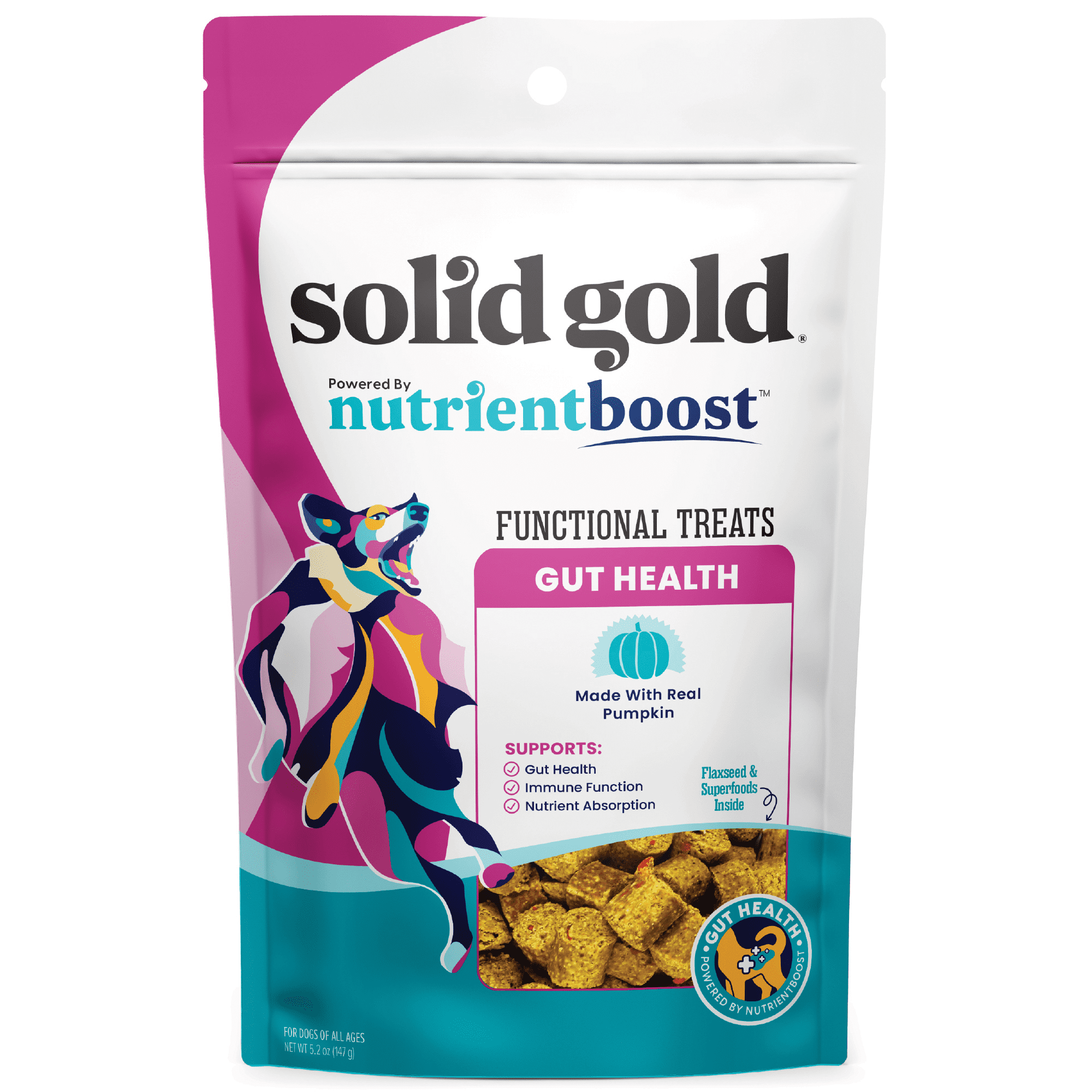 Solid Gold Gut Health Pumpkin Soft Dog Treats for Training and ...
