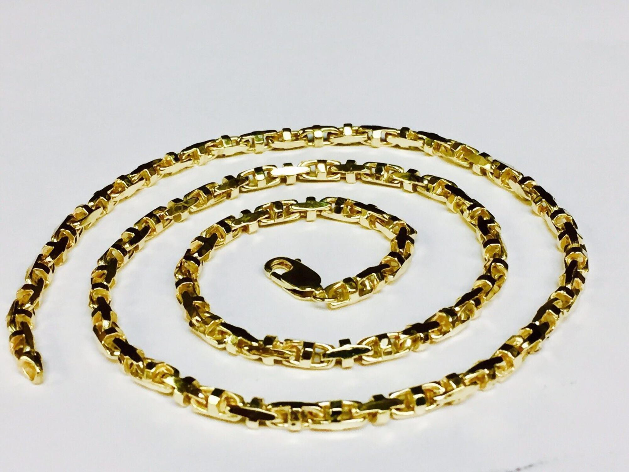 Solid Gold Handmade 4mm Anchor Mariner Link Necklace, 24 - Walmart.com