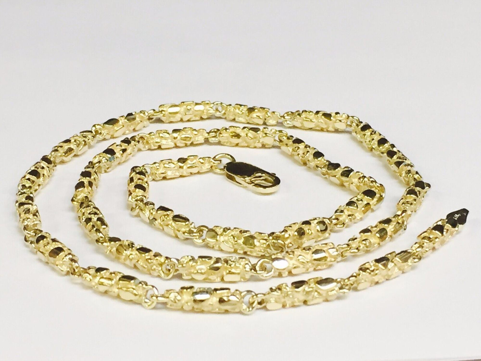 Solid Gold Handmade 5mm Nugget Link Necklace, 24 - Walmart.com