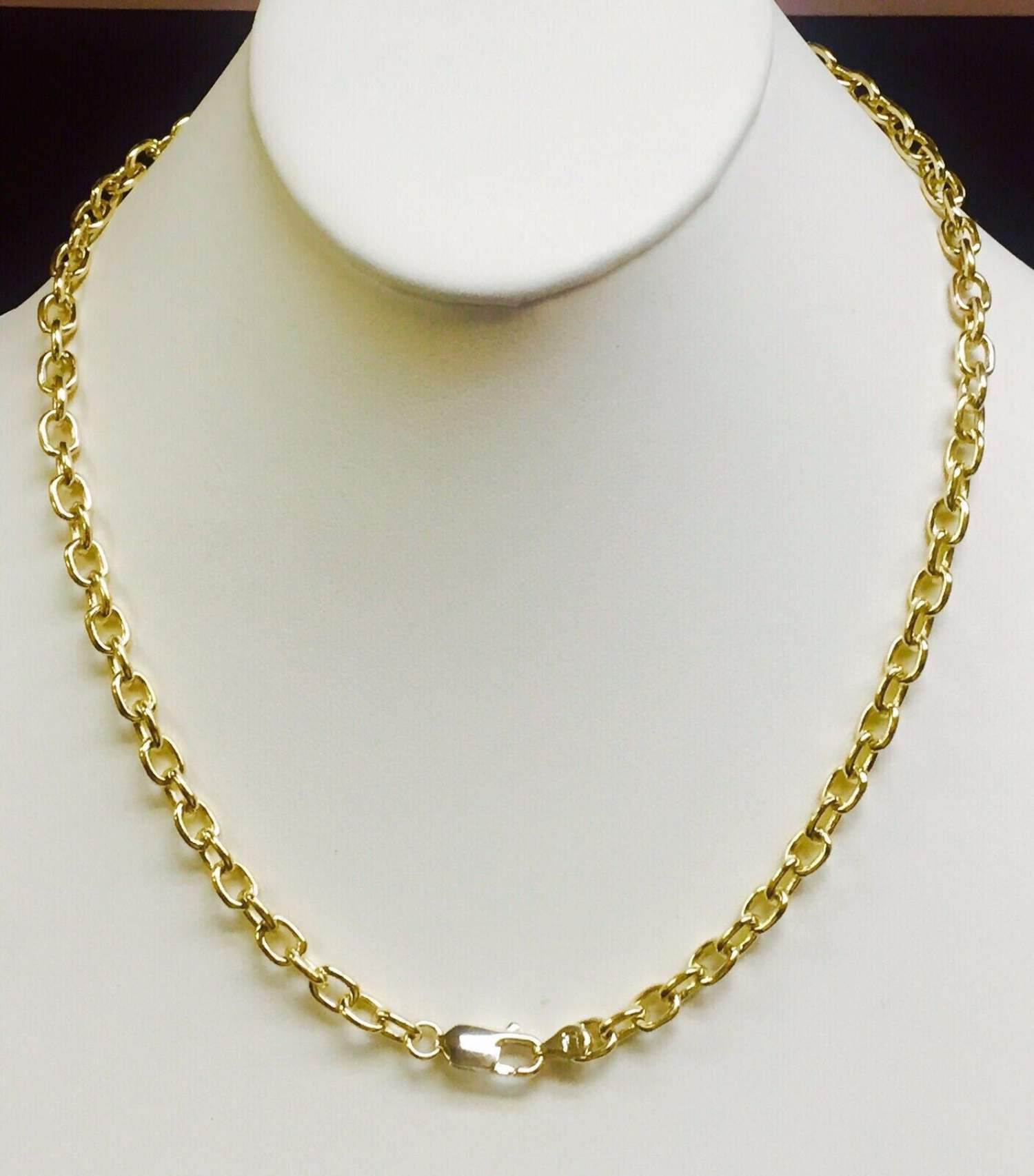 Solid Gold Handmade 6mm Fancy Rolo Link Necklace, 22 - Walmart.com