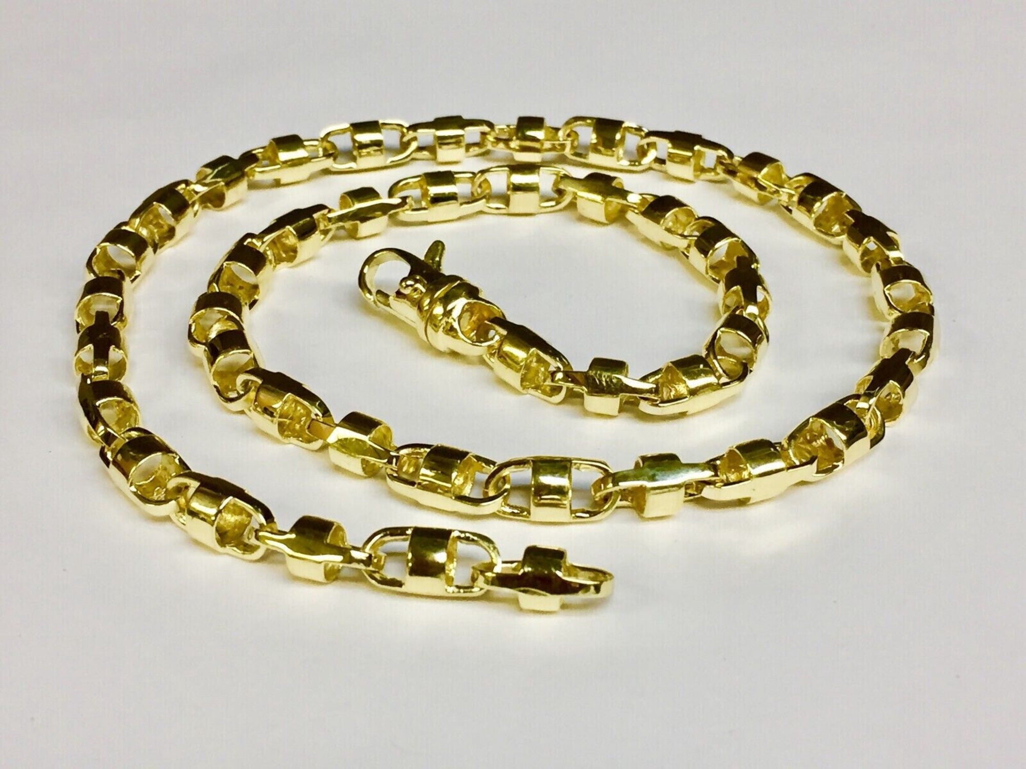Solid Gold Handmade 7mm Anchor Mariner Link Necklace, 20 - Walmart.com