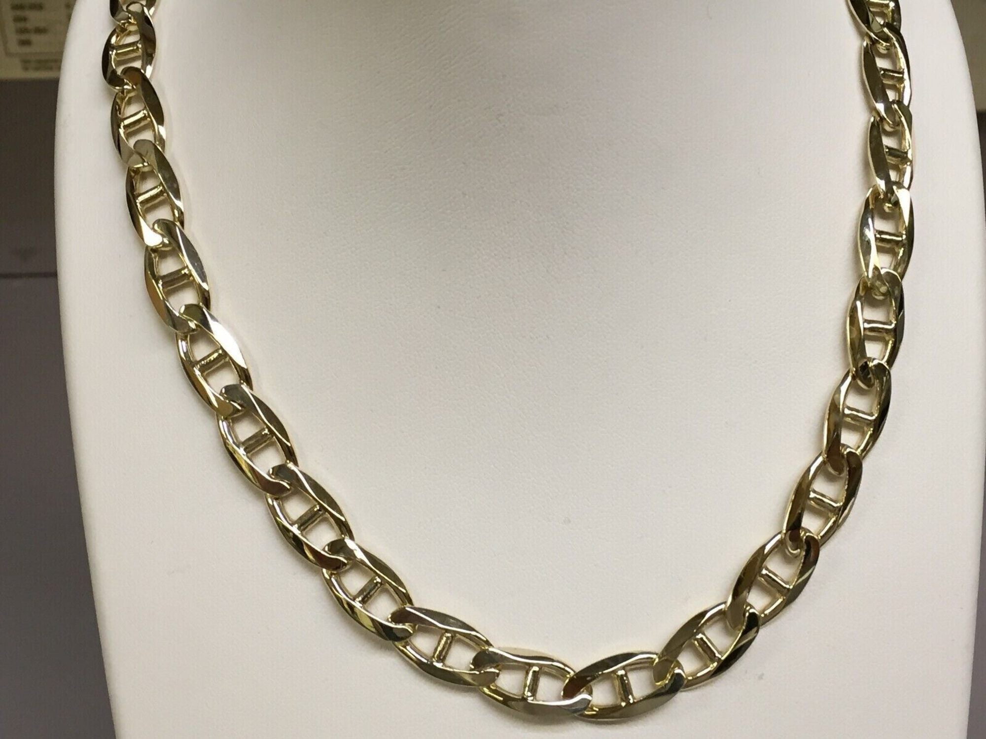Solid Gold Handmade 9mm Anchor Mariner Link Necklace, 20 - Walmart.com
