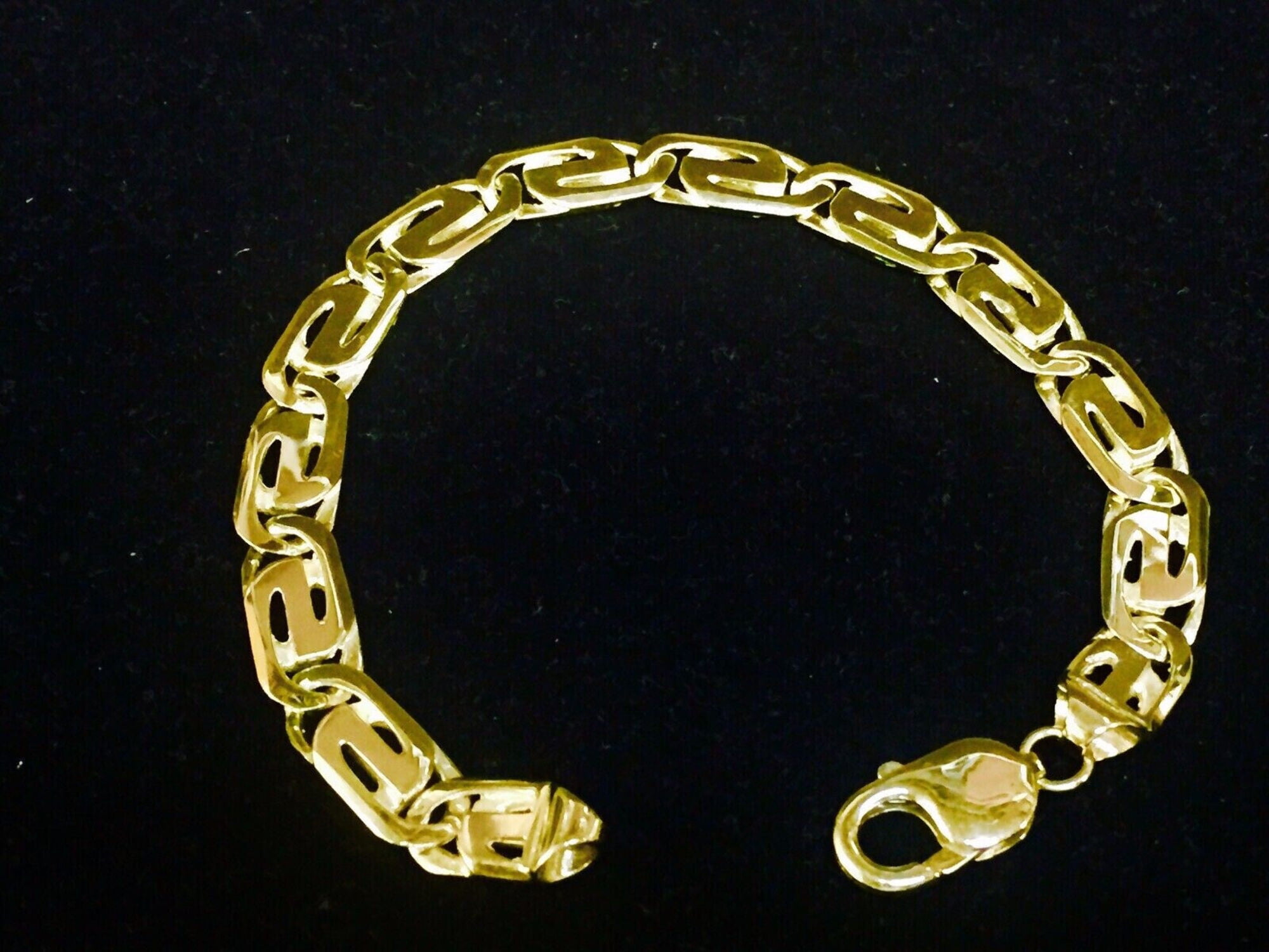 Solid Gold Handmade 9mm Tiger Eye Link Bracelet, 8 - Walmart.com
