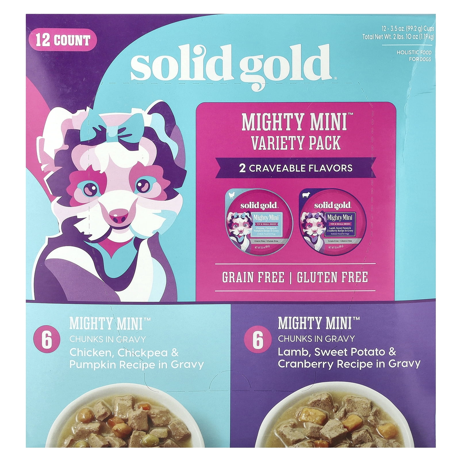 Solid Gold Mighty Mini™ Variety Pack, For Toy & Small Breed Dogs, 12 Count, 3.5 oz (99 g) Each ...