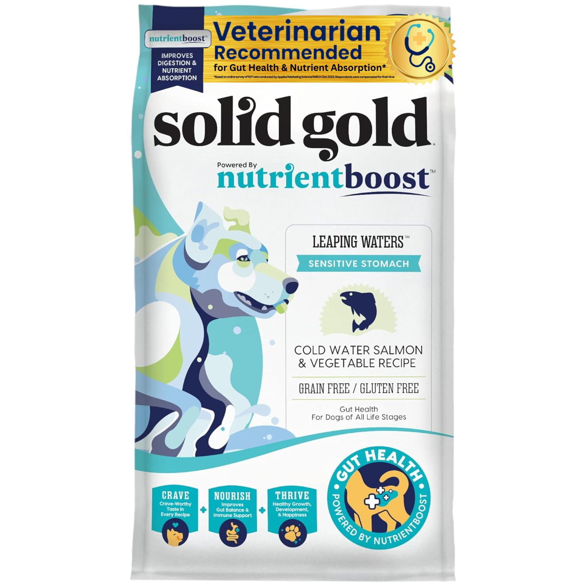 Solid Gold Nutrientboost Leaping Waters - Dry Dog Food for Sensitive Stomach - w/Salmon ...