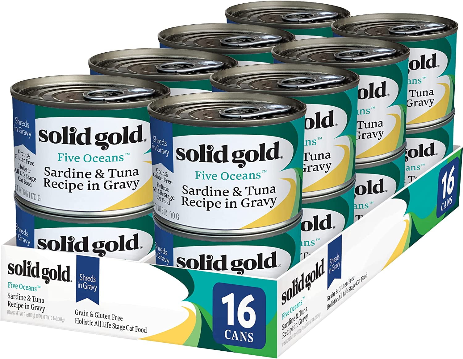 Solid Gold Shreds in Gravy with Real Tuna & Sardine for Cats - Canned ...