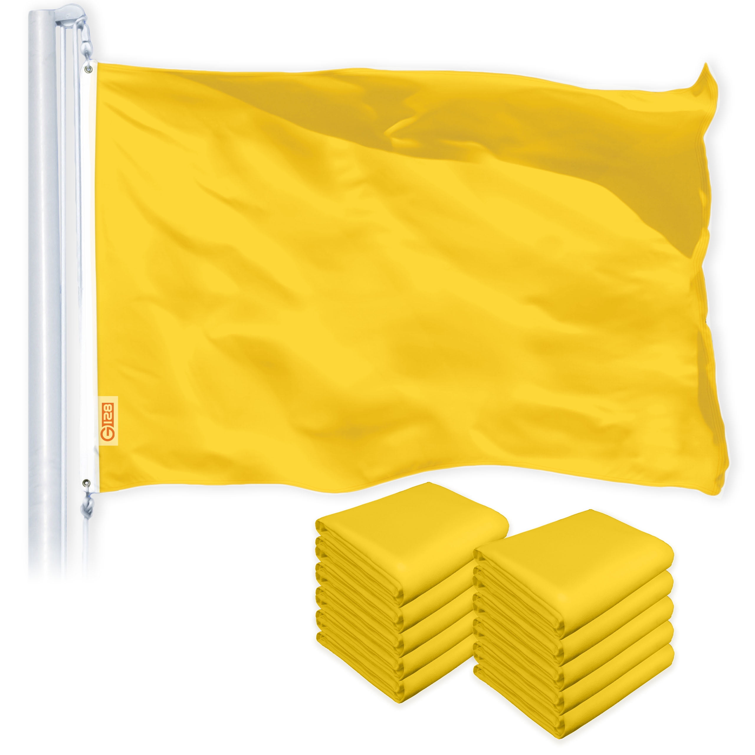 Solid Golden Yellow Color Flag 3x5FT 10-Pack Printed 150D Polyester By ...