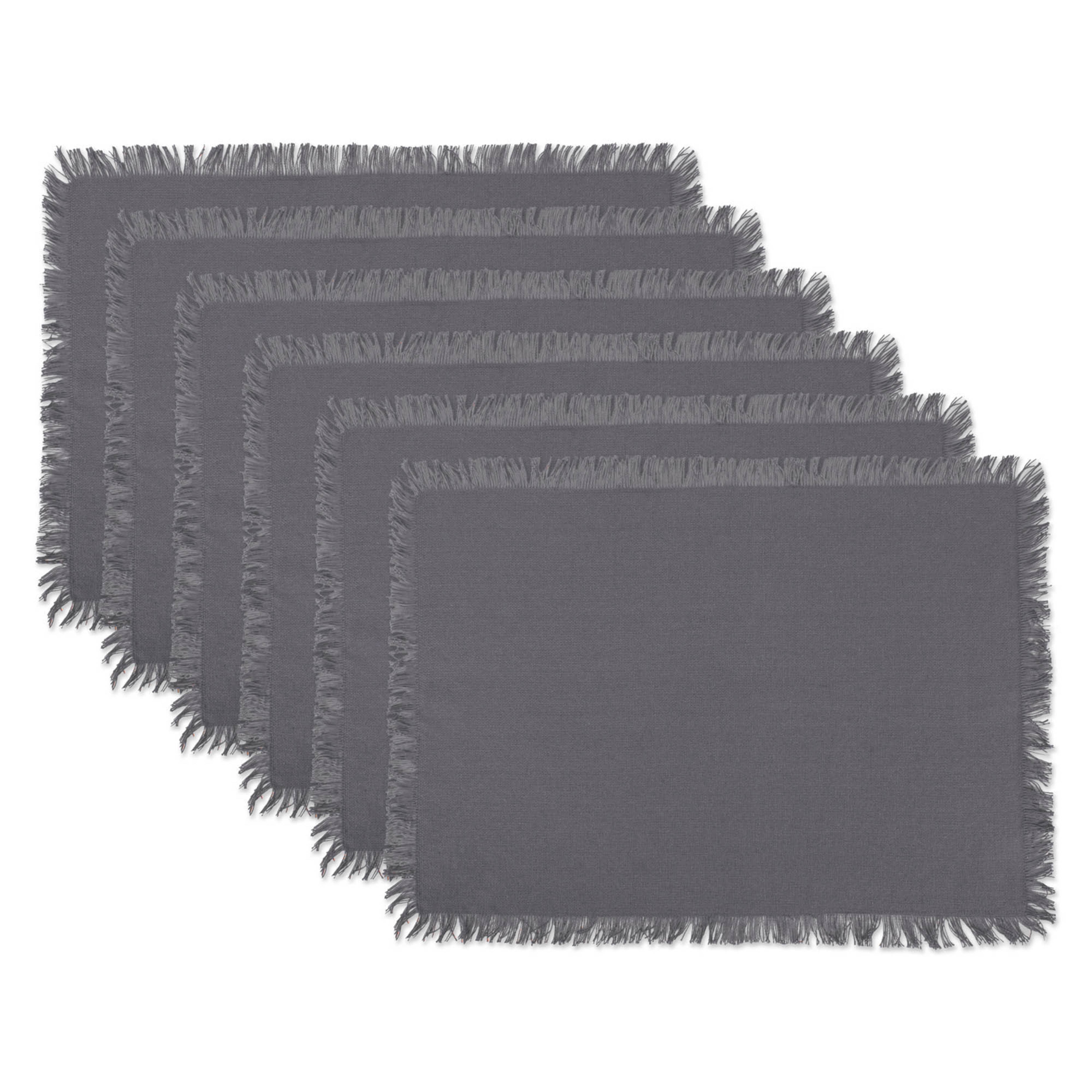 Solid Gray Heavyweight Fringed Placemat (Set of 6) - Walmart.com