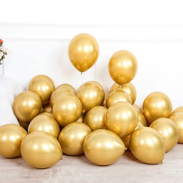Solid HD Metallic Balloons For Birthday Party - Pack Of 50, Golden ...