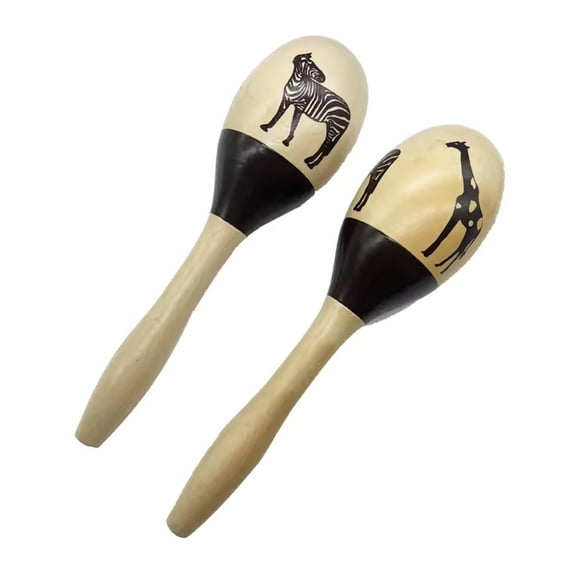 Solid Hardwood Hand Sand Hammer Shaker Hand Rattle Percussion Musical Instrument Maracas Toy for ...