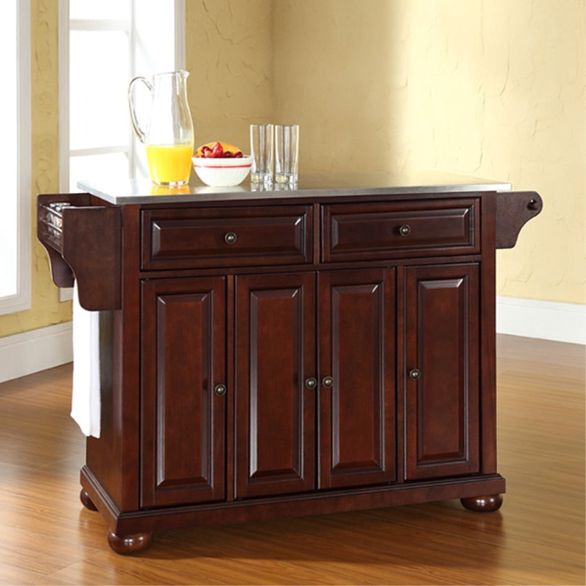 Solid Hardwood Kitchen Island with Raised Panel Doors, Drawers, and ...